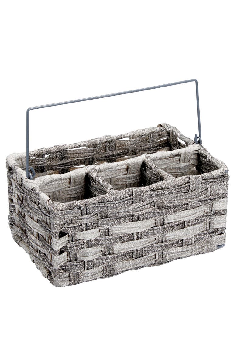 mDesign Plastic Woven Divided Cutlery Storage Organizer Caddy Tote ...