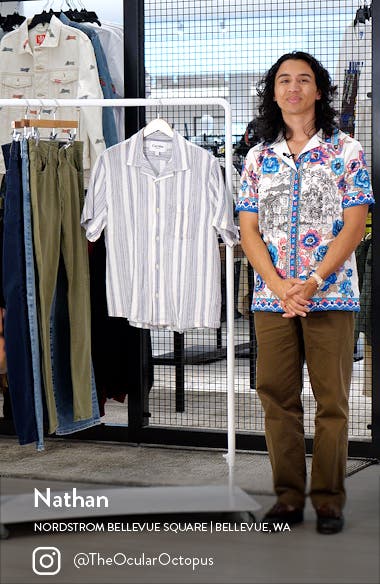 Corridor Tallis Stripe Cotton Blend Camp Shirt | Nordstromrack