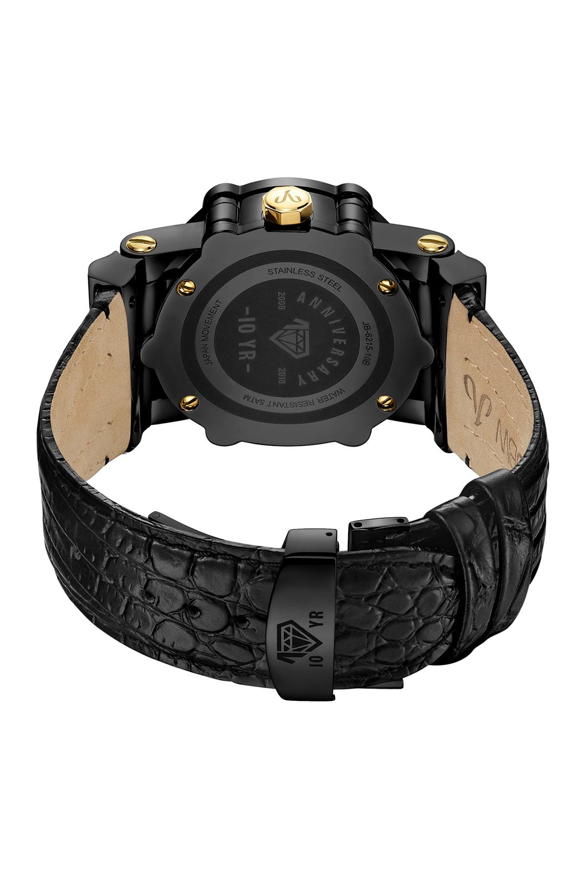 JBW Phantom 10 Year Chronograph Diamond Croc Embossed Leather Strap ...