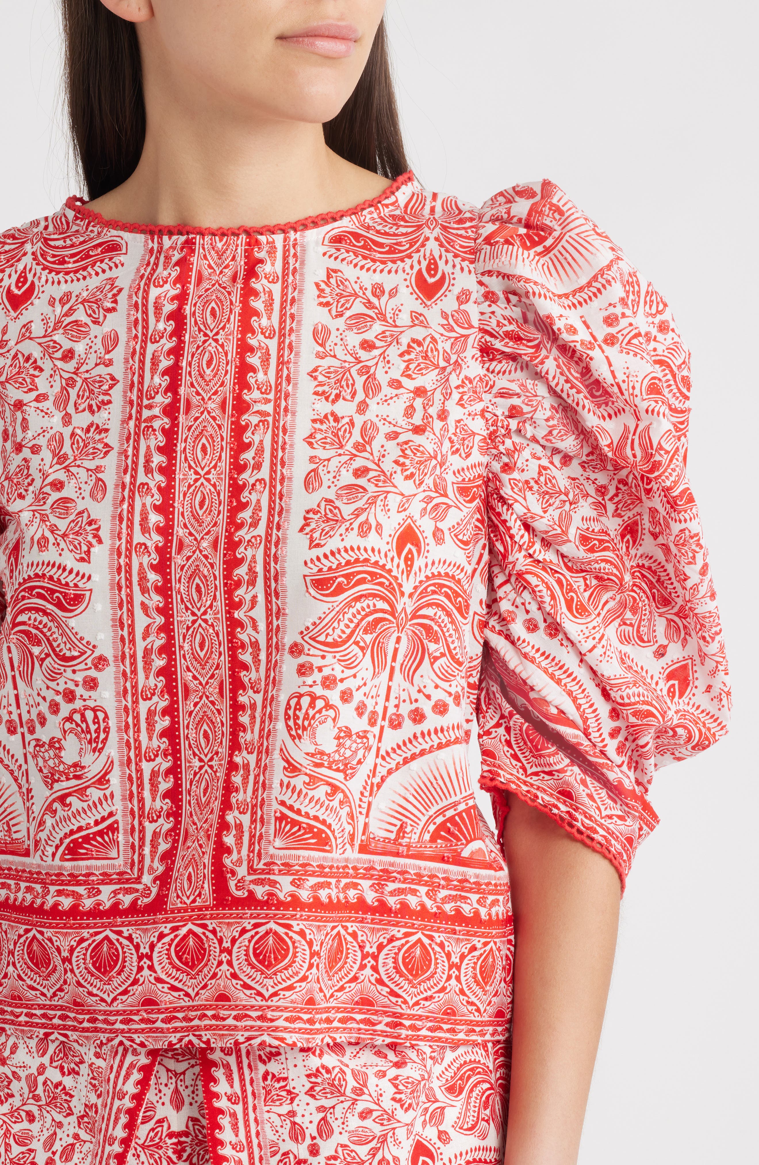 FARM Rio River Ride Puff Sleeve Cotton Top | Nordstromrack