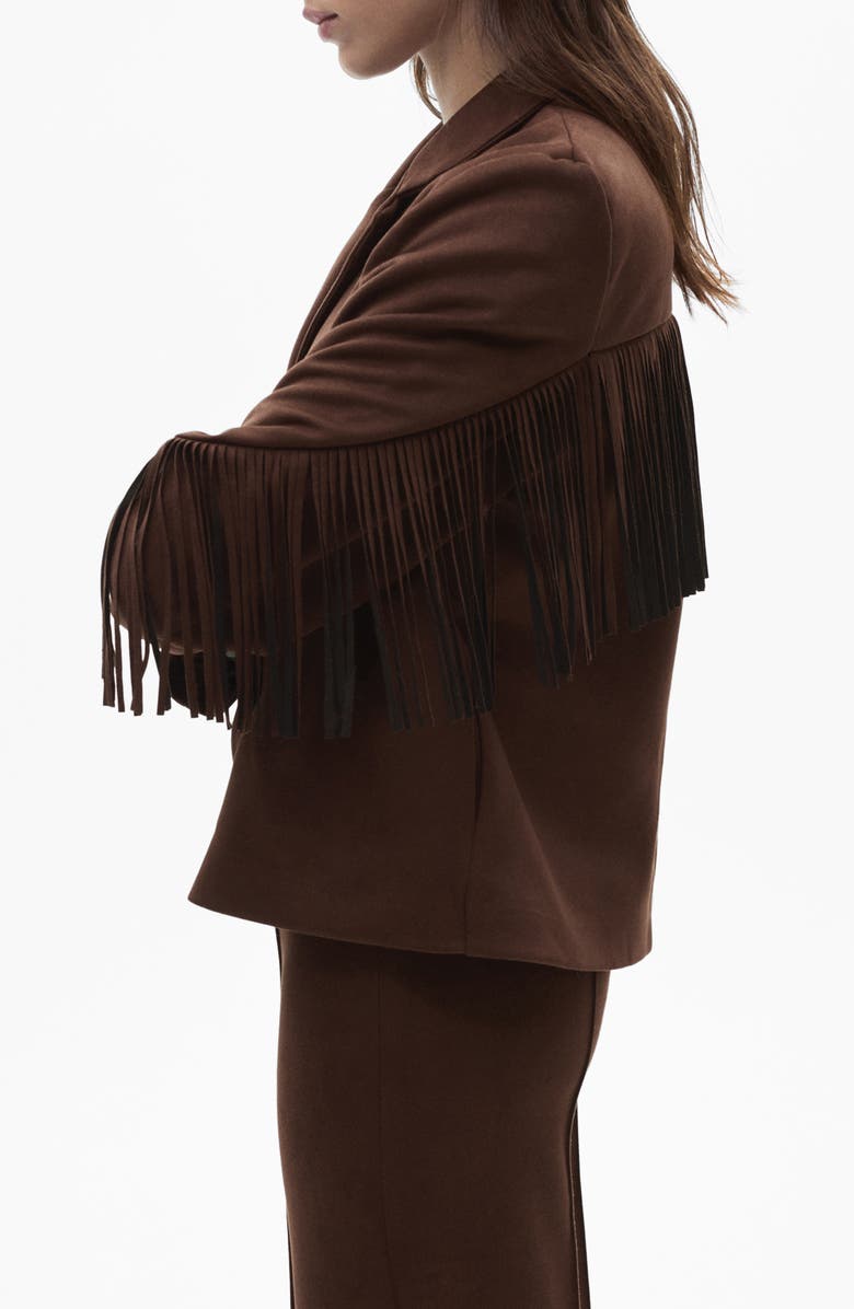 MANGO Fringe Trim Faux Suede Jacket | Nordstrom