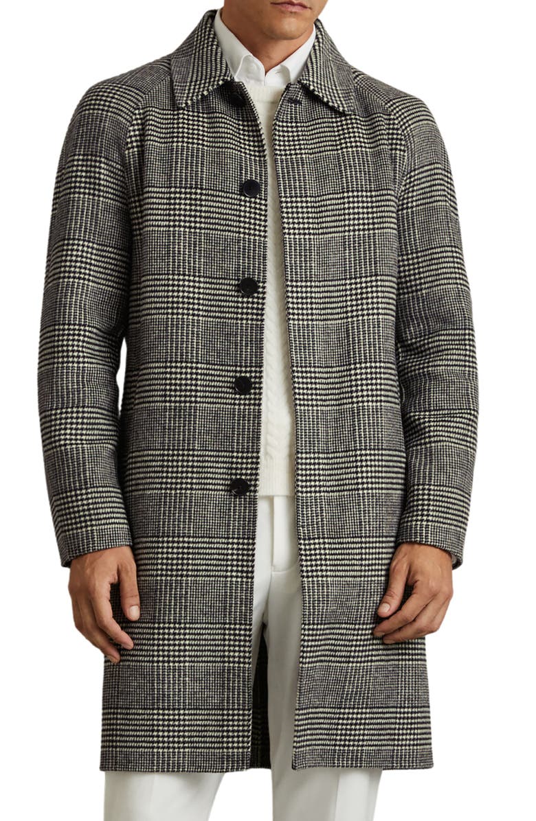 Reiss Chaplin Houndstooth Plaid Wool Blend Coat | Nordstromrack