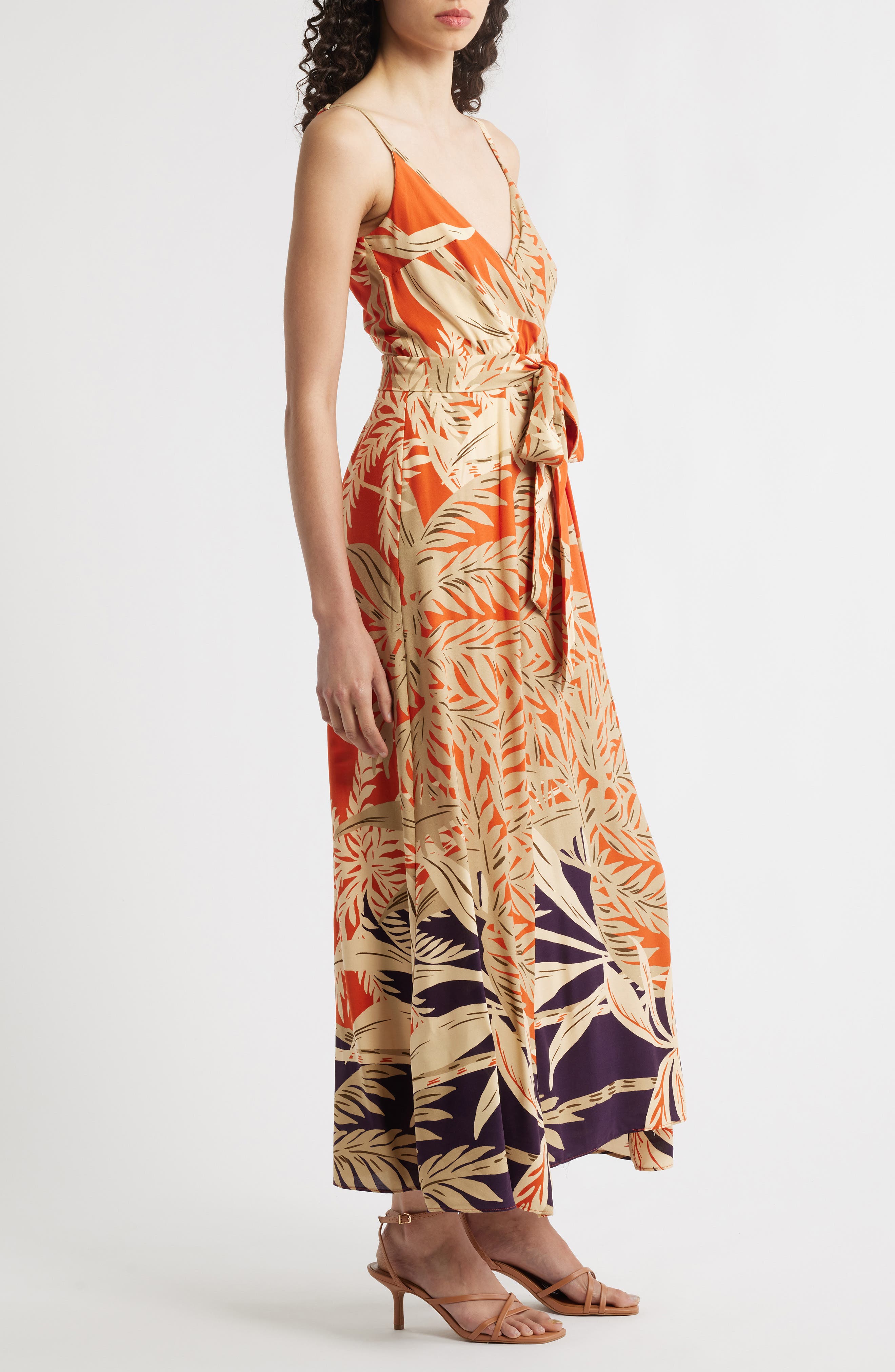 Halogen® Palm Print Belted Maxi Dress | Nordstromrack