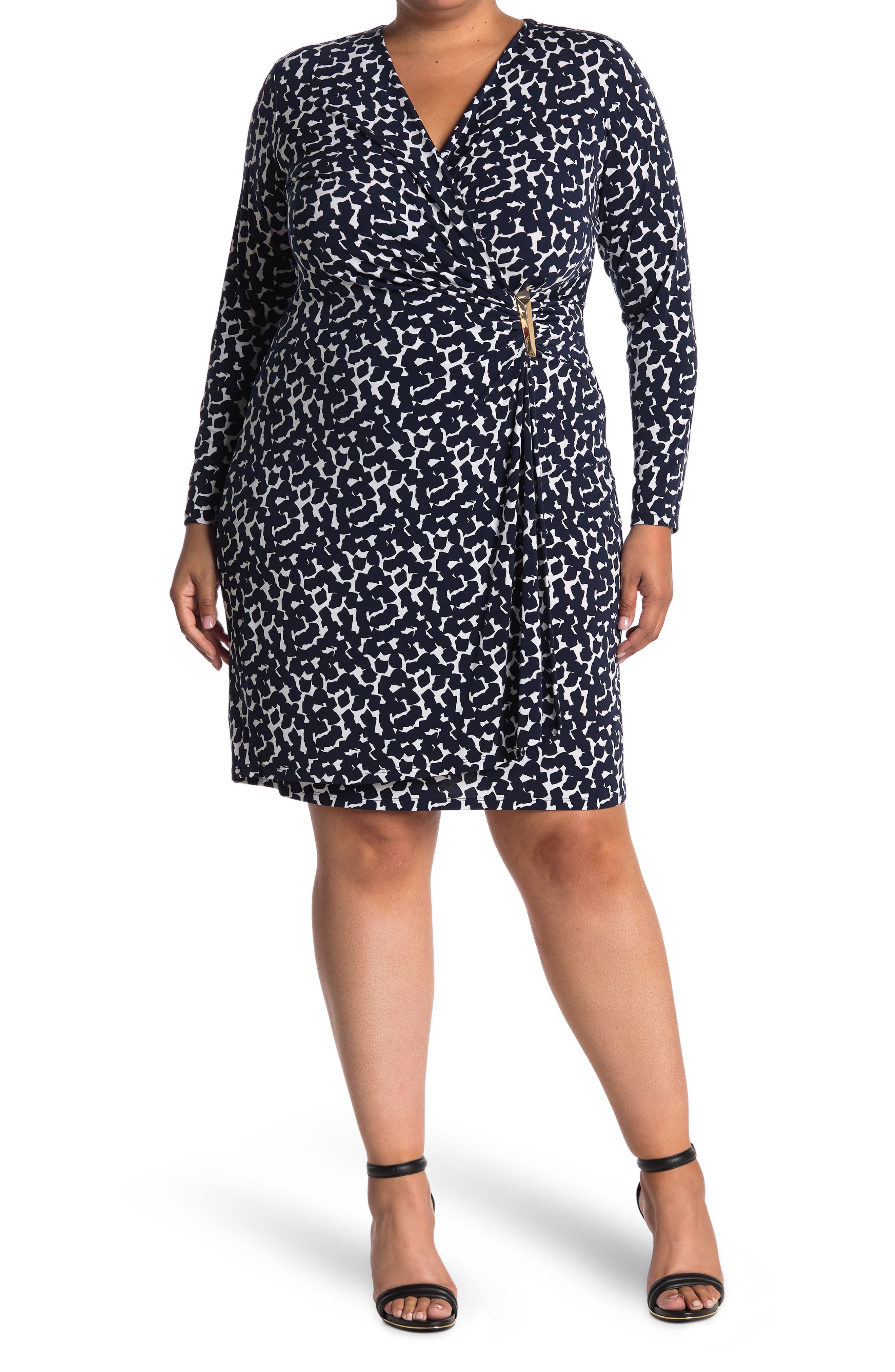 Calvin Klein Geometric Print MJ Mock Wrap Dress | Nordstromrack
