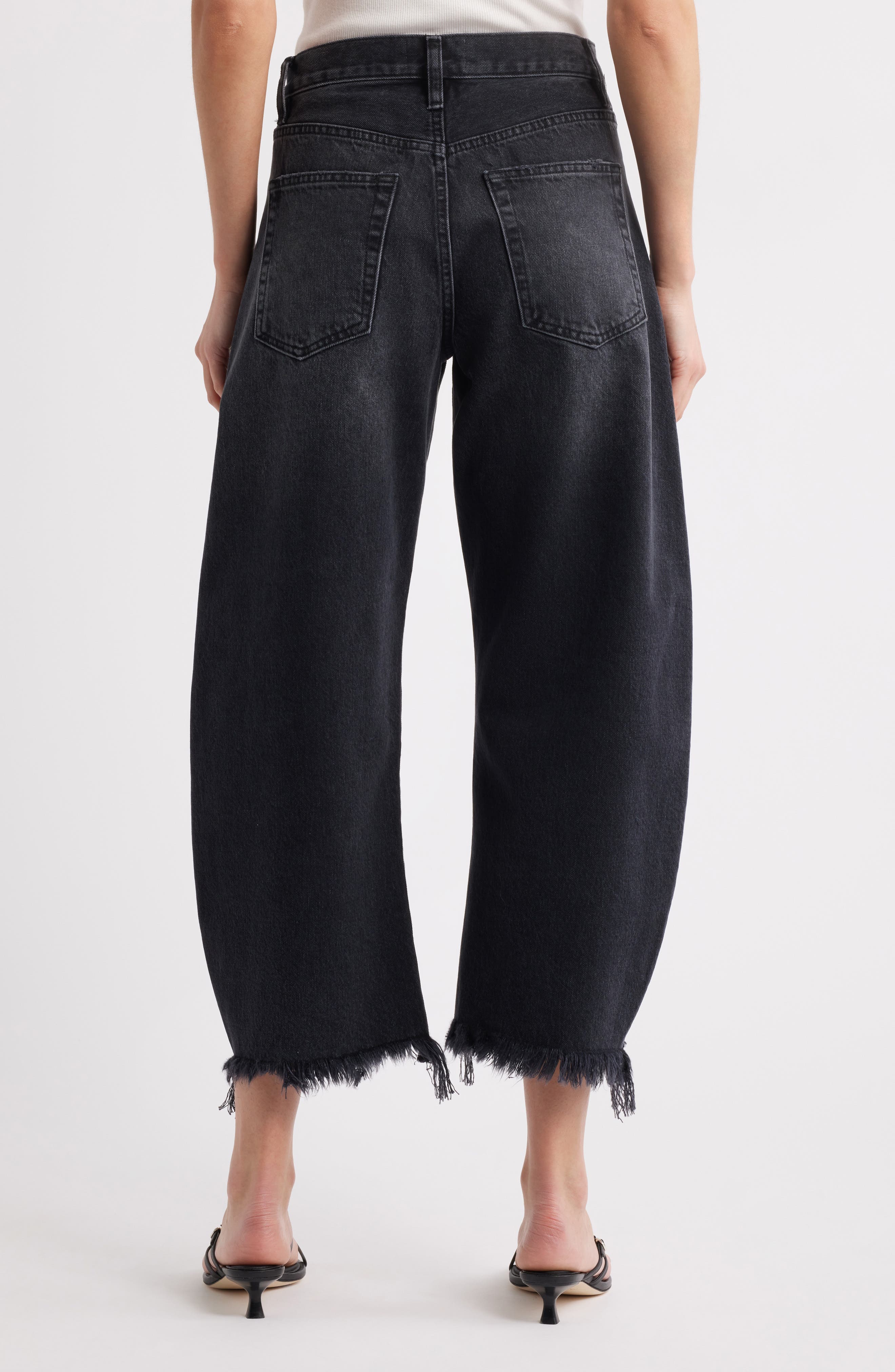 FRAME The Bubble Raw Hem Crop Baggy Jeans | Nordstromrack