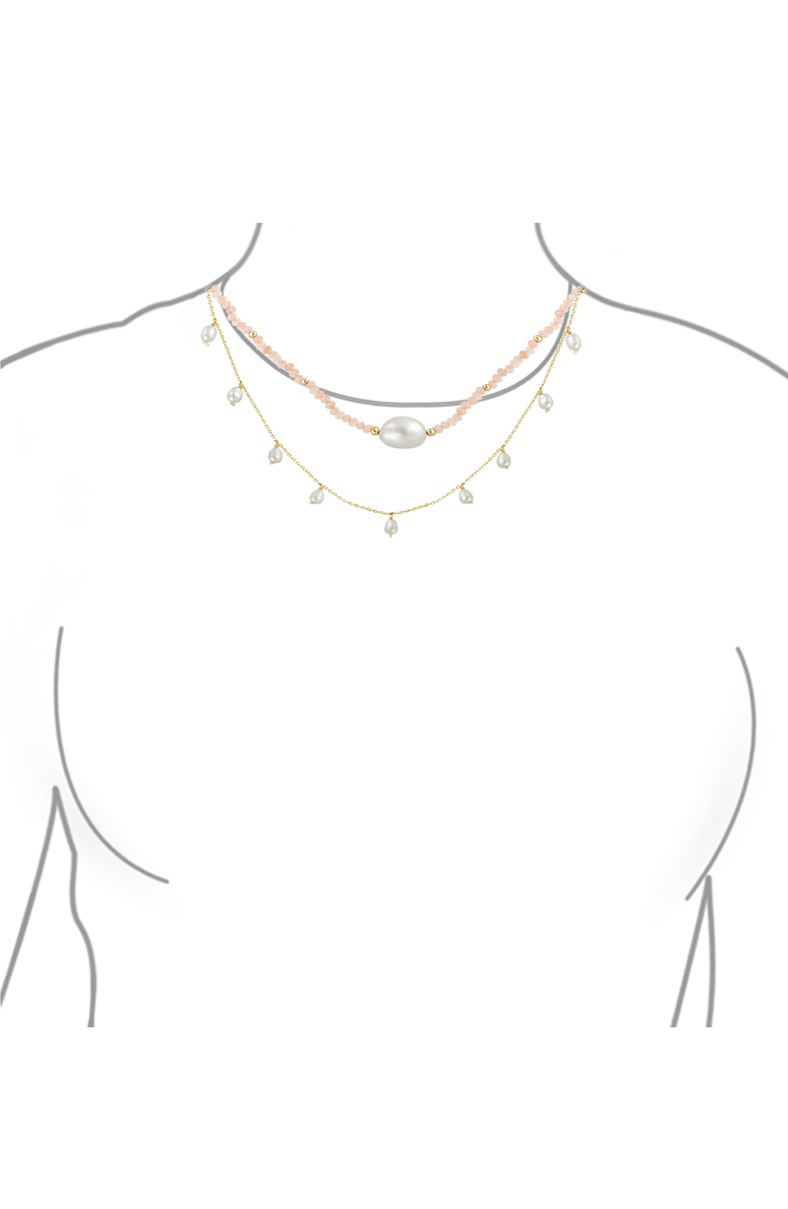 BLING JEWELRY Imitation Pearl & Stone Beaded Layered Necklace ...