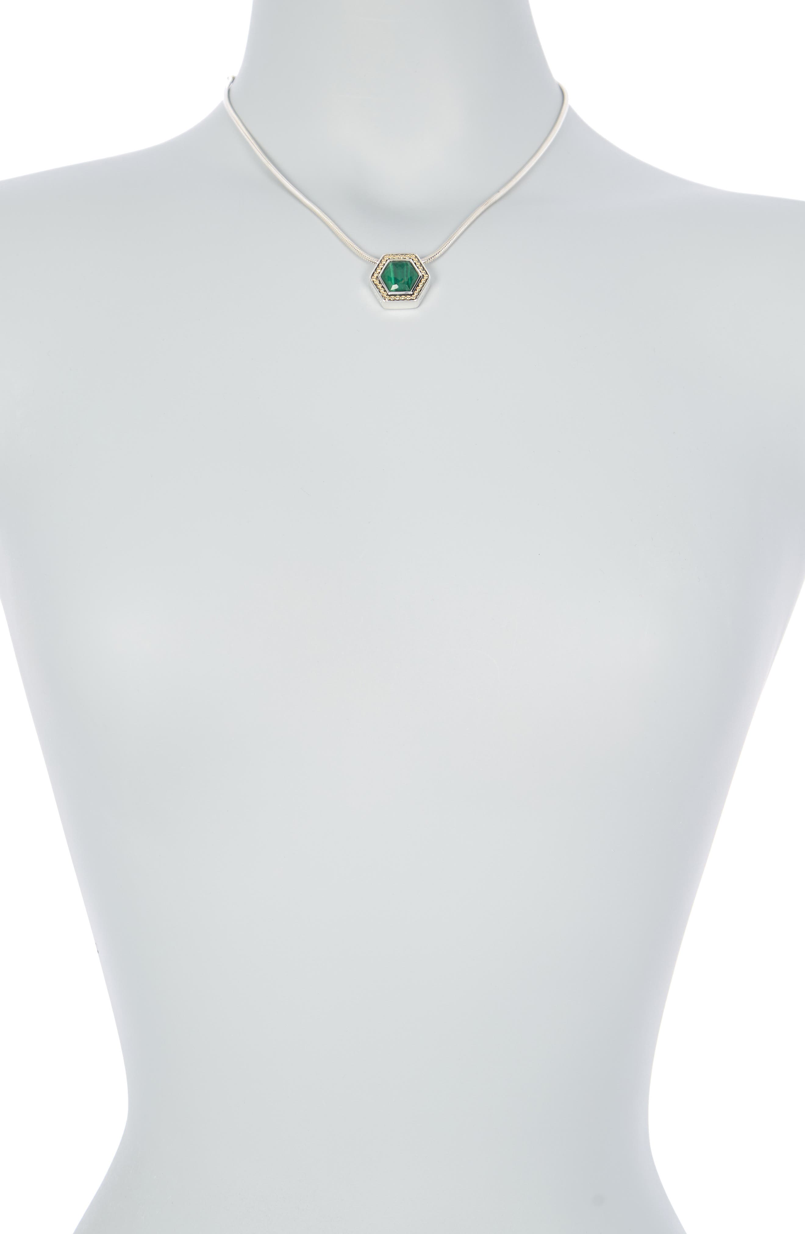 LAGOS 18K Gold & Sterling Silver Treasure Chest Malachite Pendant ...
