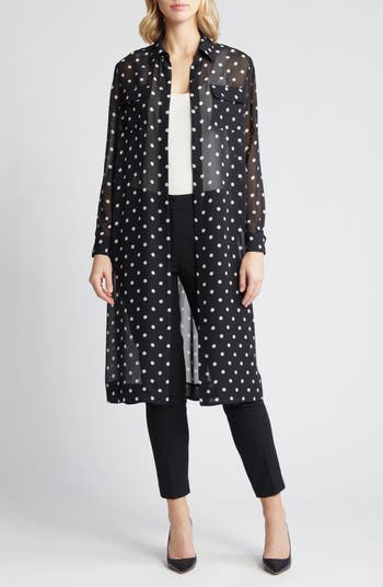 Anne Klein Sheer Long Sleeve Duster | Nordstrom