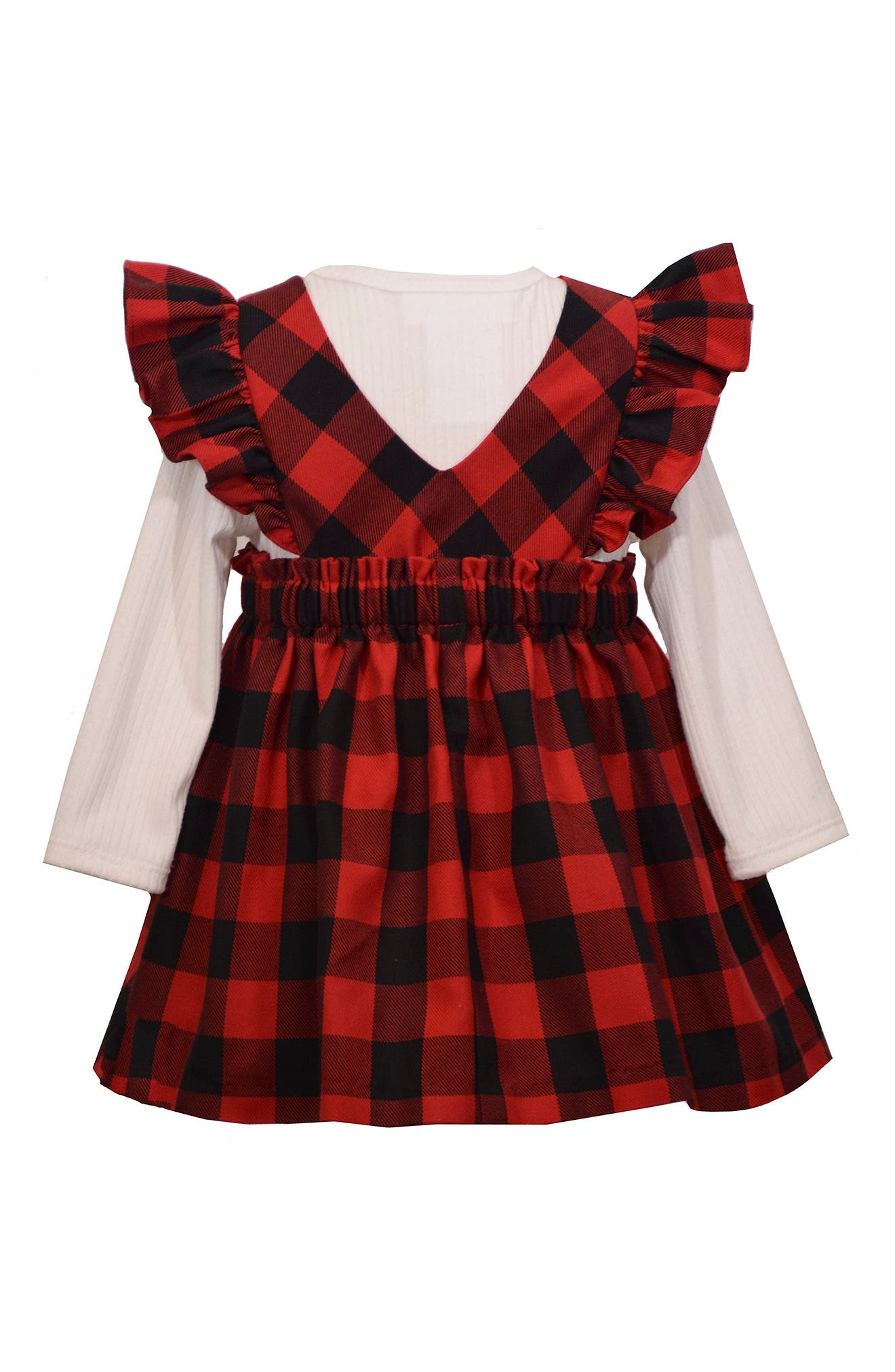 Bonnie Jean Kids' Long Sleeve Rib Top & Check Jumper Dress Set ...