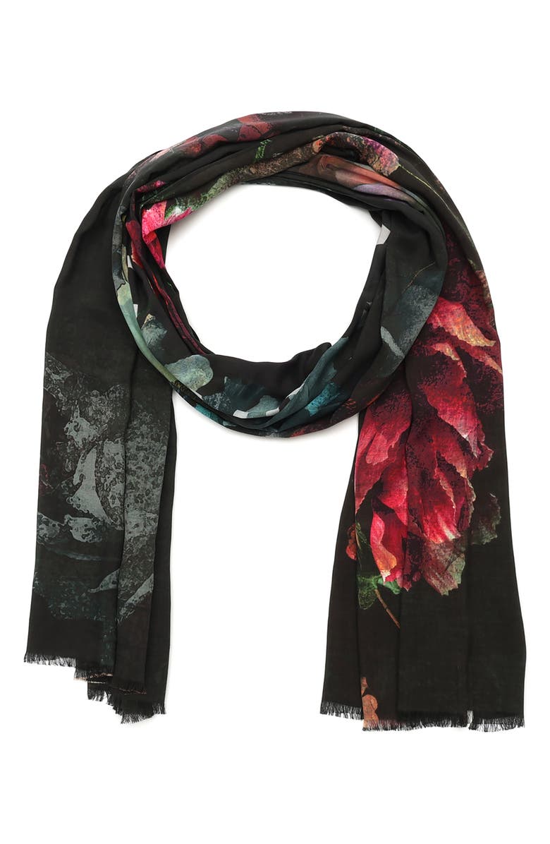 AllSaints Charm Flowers Print Oblong Scarf | Nordstromrack