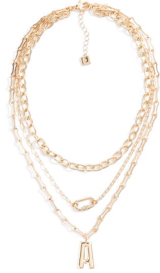 Open Edit Initial Layered Necklace | Nordstrom