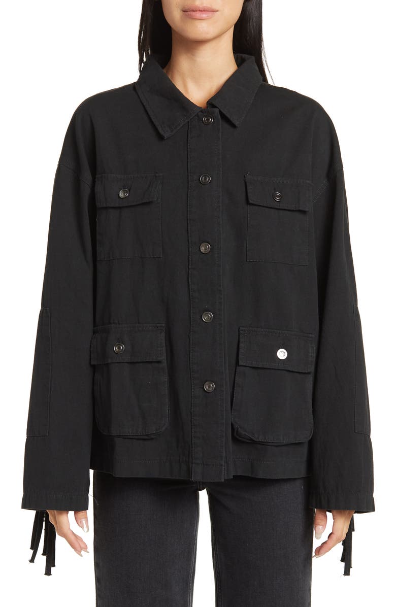 Know One Cares Oversized Fringed Denim Jacket | Nordstromrack