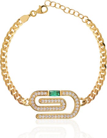 GABI RIELLE CZ Paper Clip Charm Bracelet | Nordstromrack
