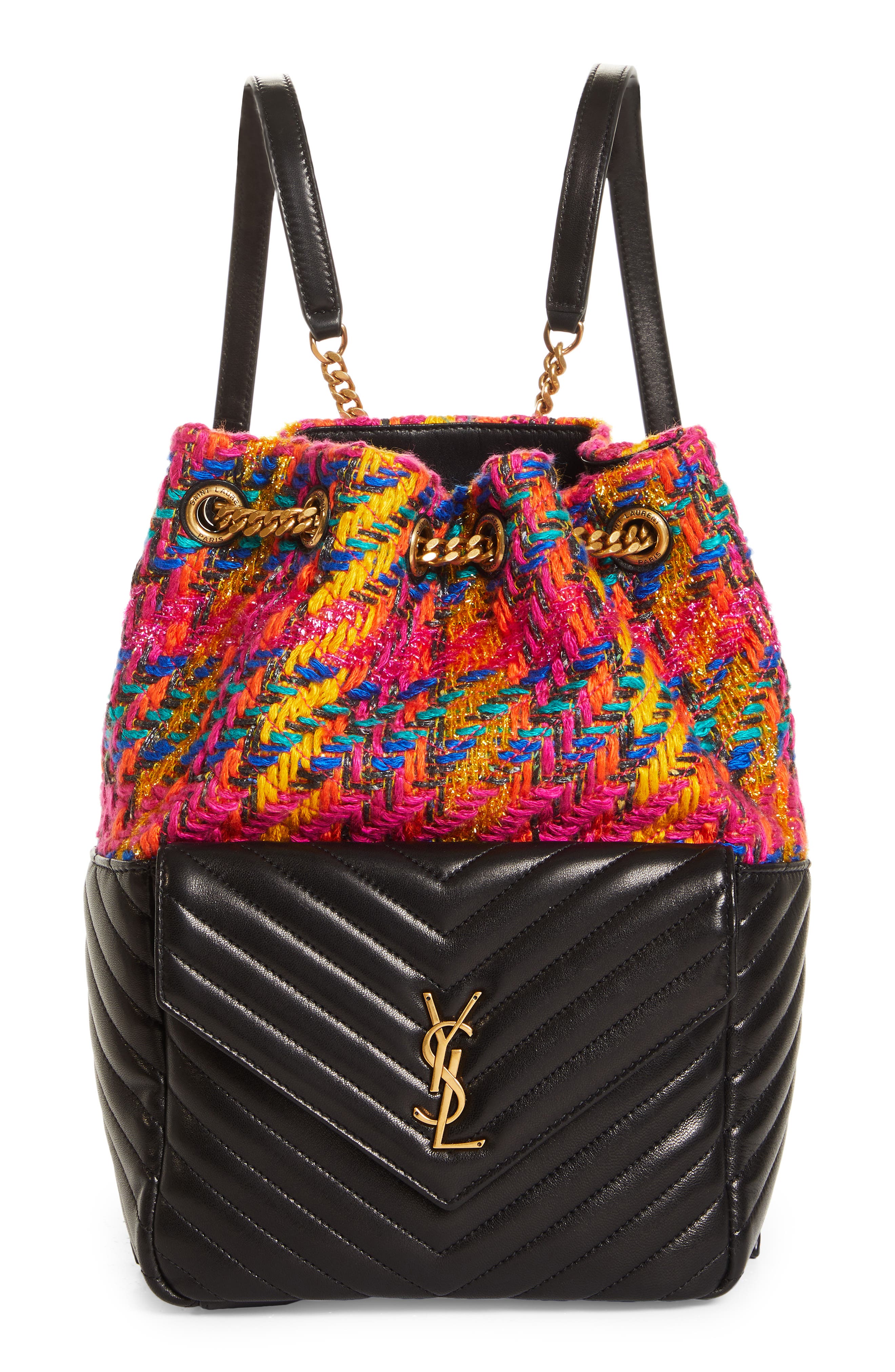 Saint Laurent Joe Tweed & Quilted Leather Backpack | Nordstrom