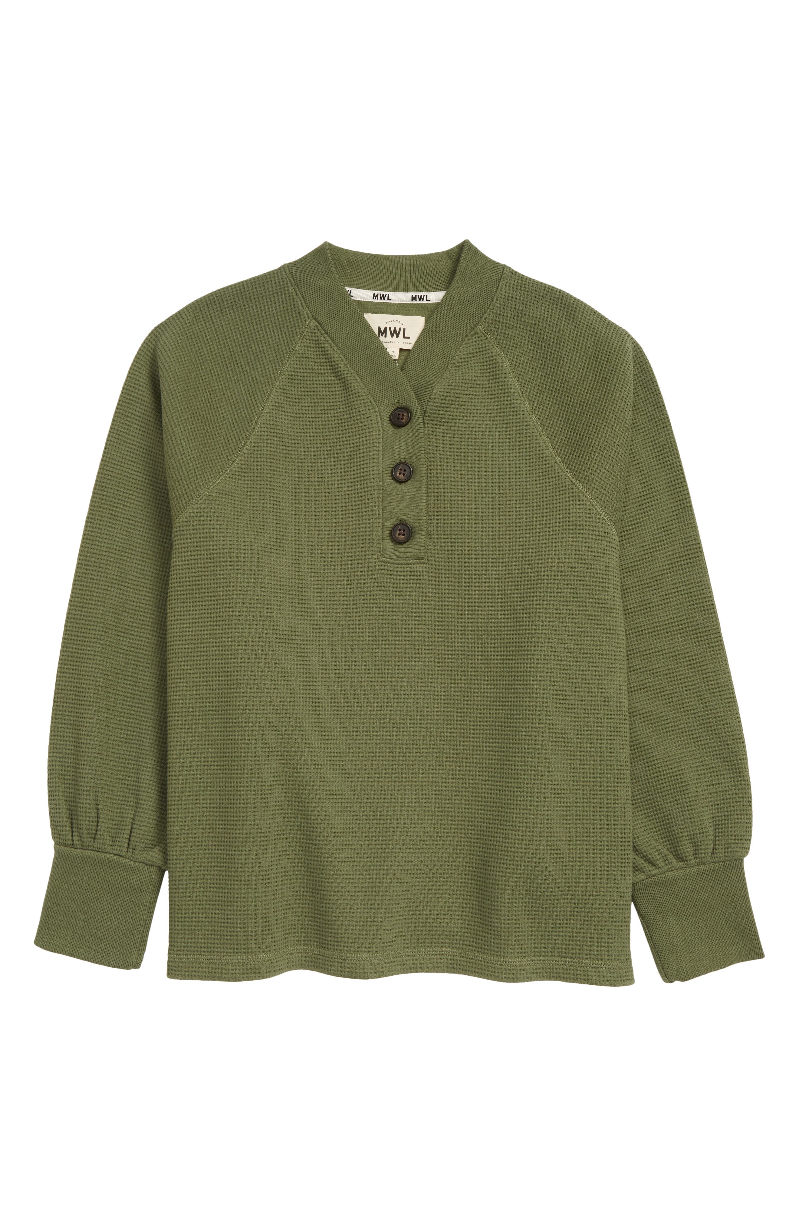 MWL Madewell Textured Waffle V-Neck Henley Sweatshirt | Nordstrom