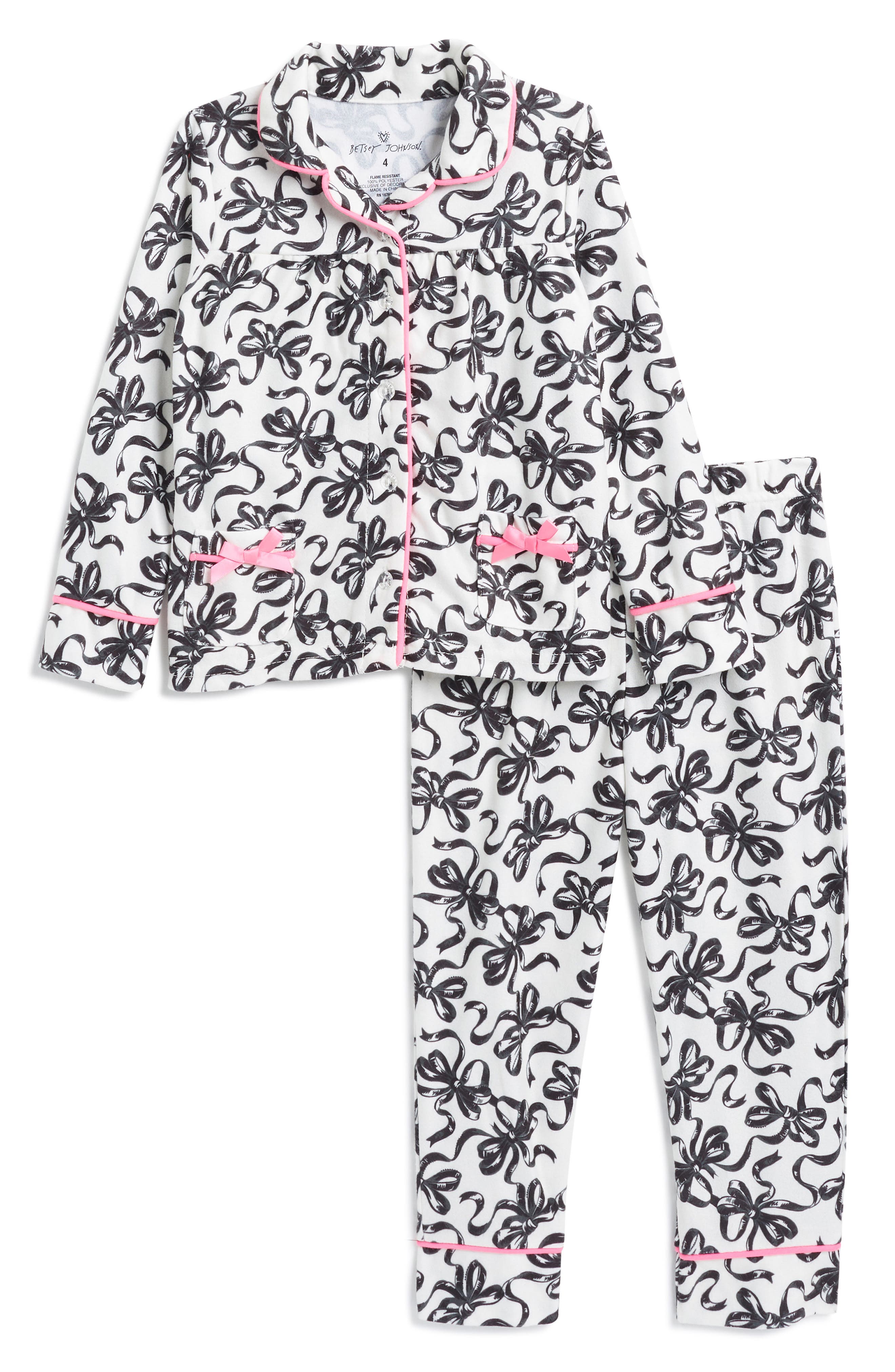 Betsey Johnson Kids' Bow Flannel 2-Piece Pajamas | Nordstromrack
