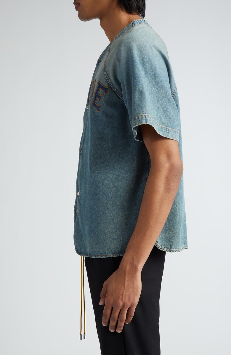 Rhude Embroidered Logo Denim Baseball Shirt | Nordstromrack