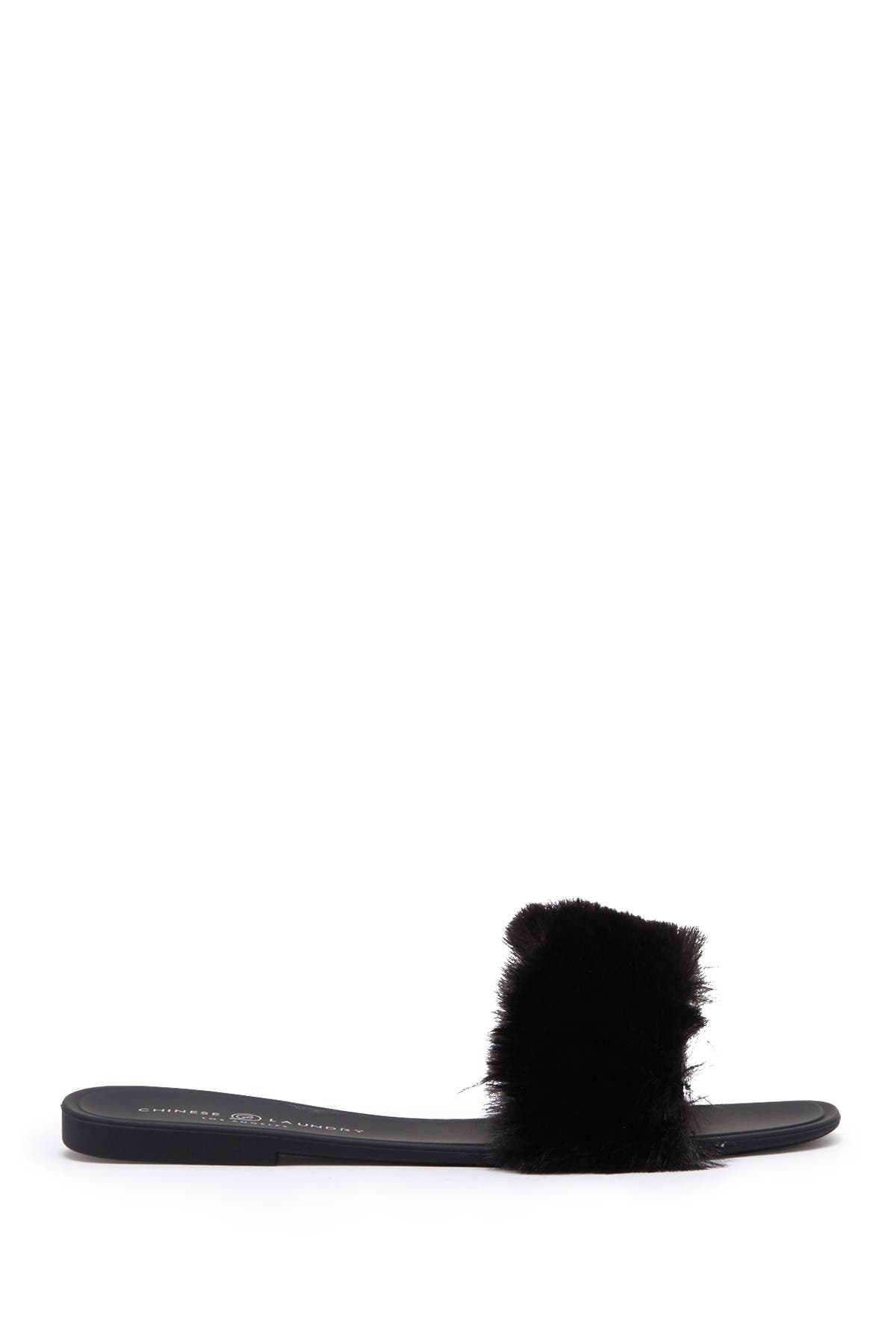 Chinese Laundry Midnight Faux Fur Slide Sandal | Nordstromrack
