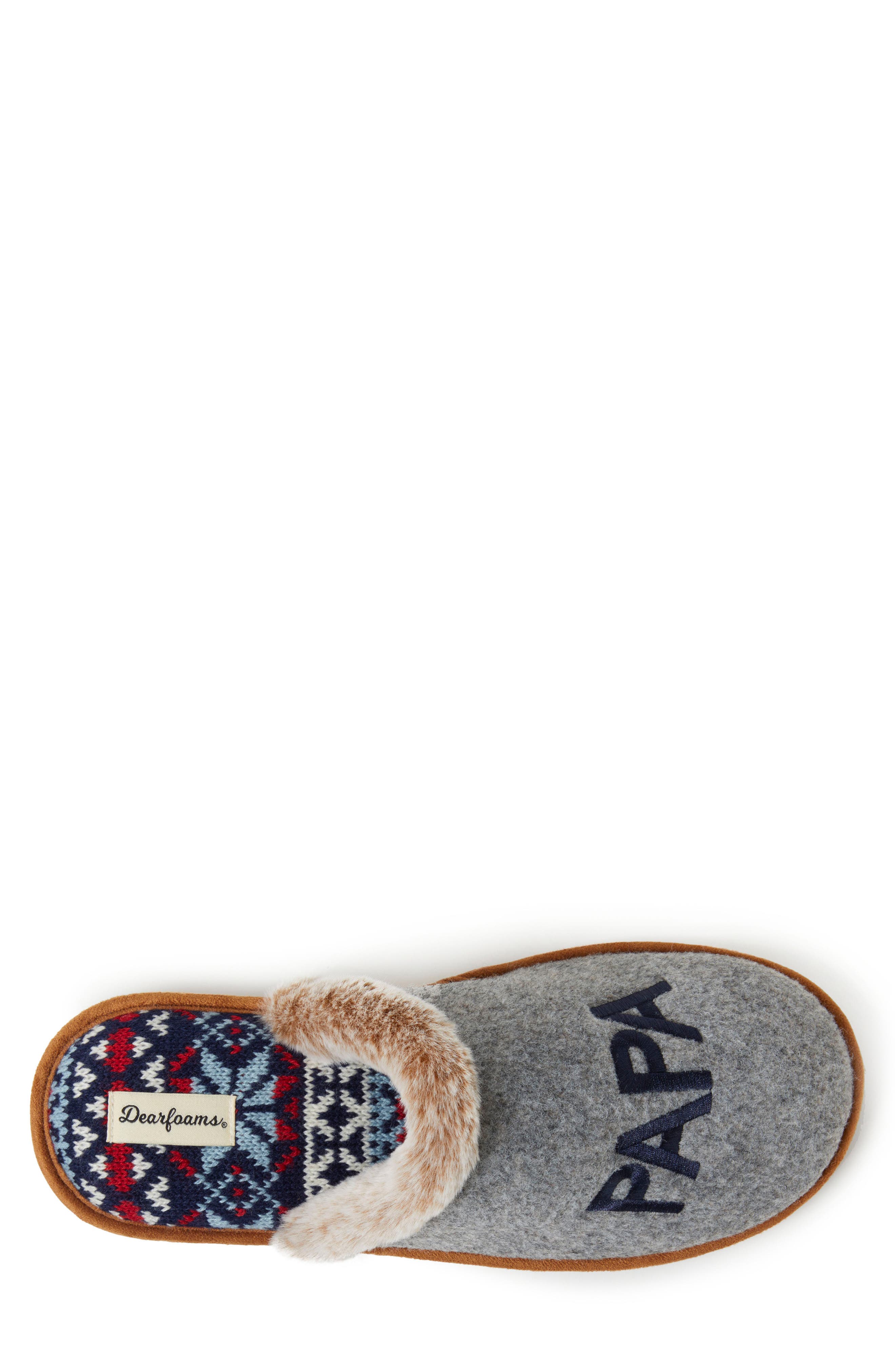 DEARFOAMS Solid Papa Bear Faux Fur Trim Scuff Slipper (Men) | Nordstromrack