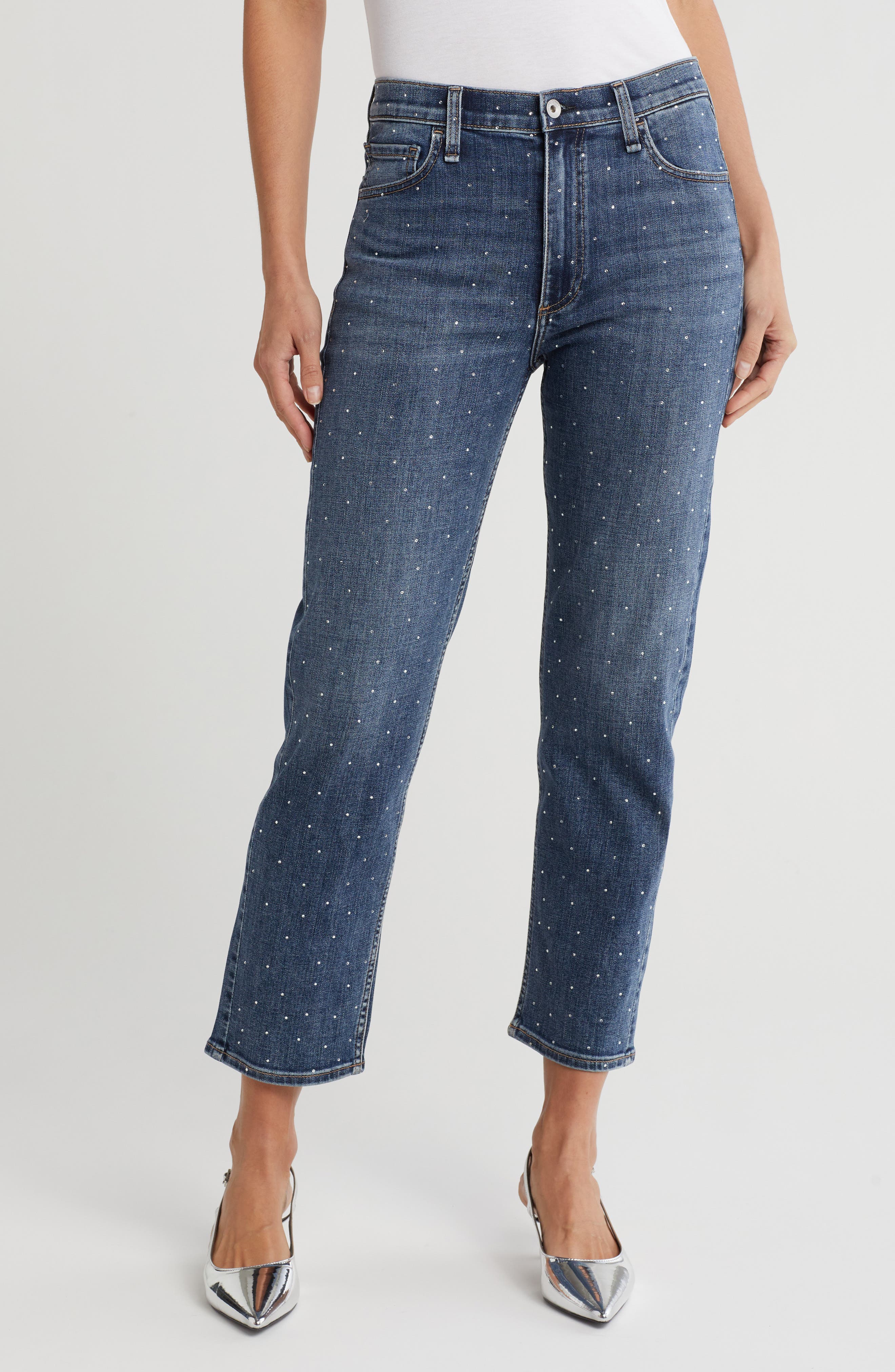 rag & bone Hattie Embellished Ankle Straight Leg Jeans | Nordstromrack