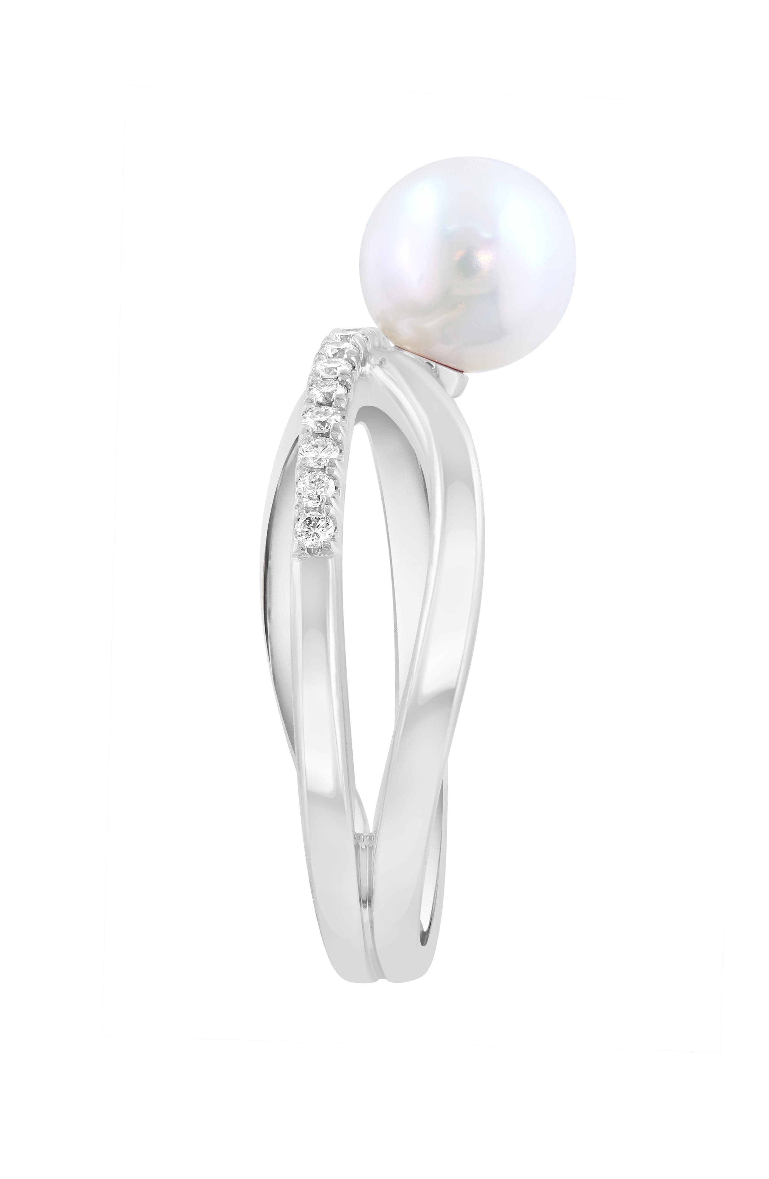 EFFY Sterling Silver Freshwater Pearl & Diamond Ring | Nordstromrack