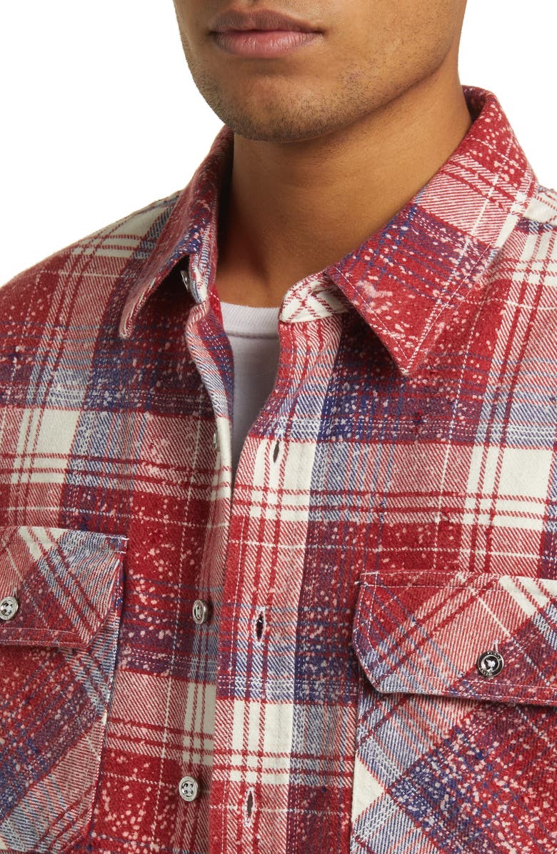 PURPLE BRAND Speckle Plaid Cotton Button-Up Shirt | Nordstromrack