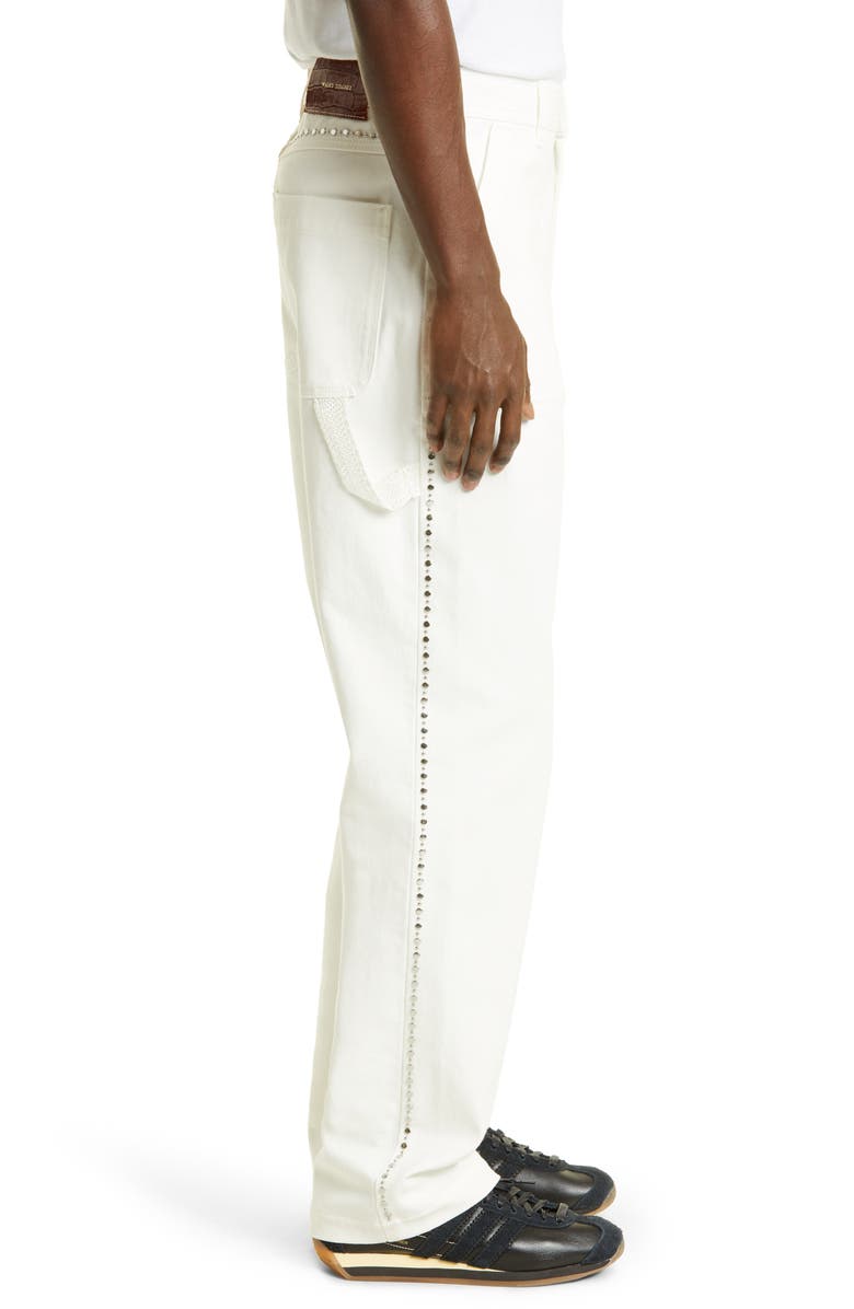 Wales Bonner Kwame Studded Organic Cotton Denim Carpenter Pants | Nordstrom