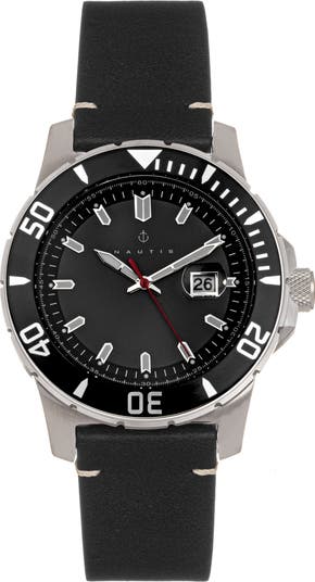 Nautis Dive Pro 200 Leather-Band Watch w/Date | Nordstrom