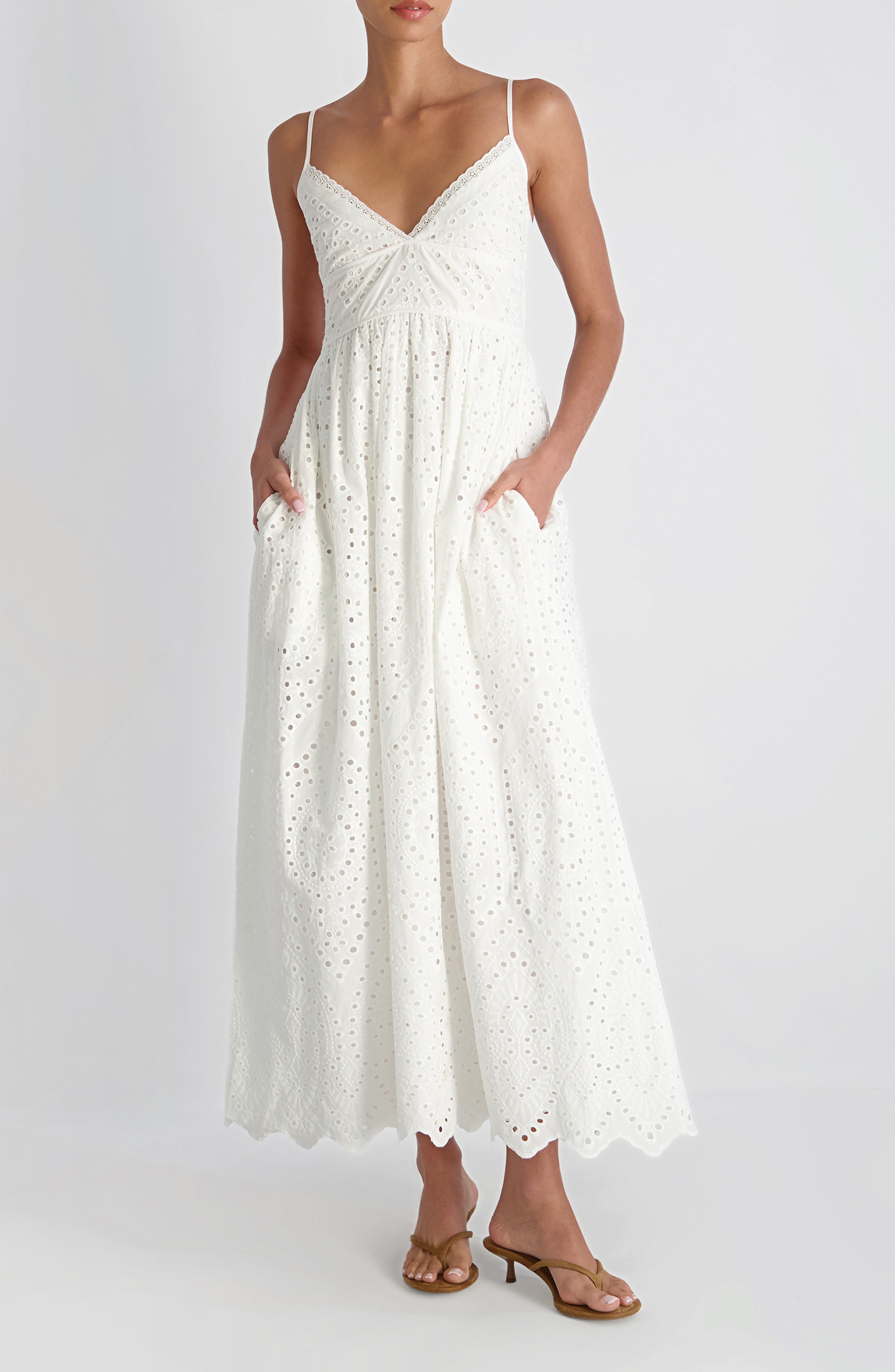 French Connection Trini Eyelet Sleeveless Flared Maxi Dress | Nordstrom