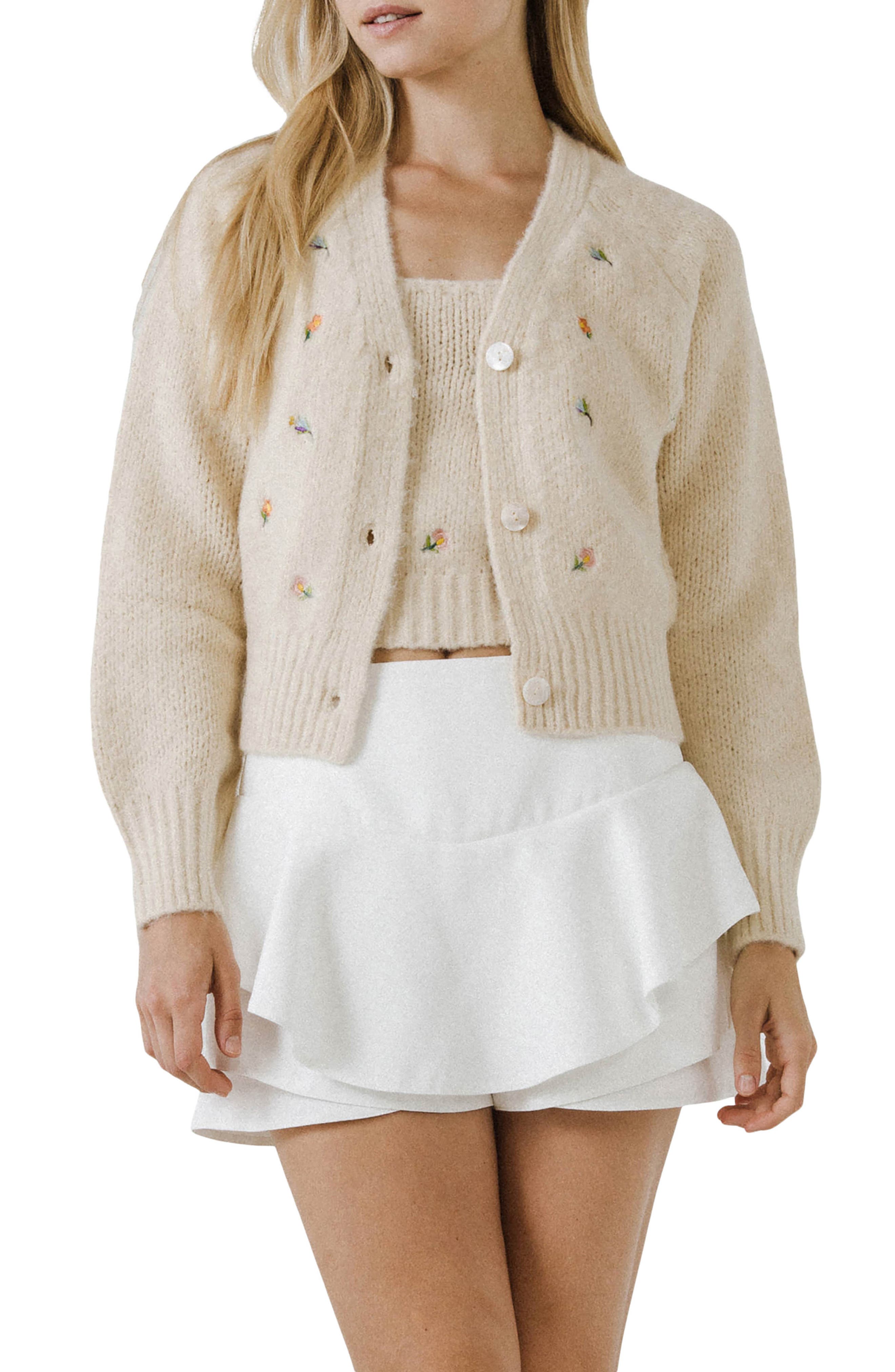 English Factory Embroidered Cardigan | Nordstrom