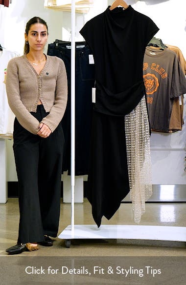 STAUD Effie Drape Mock Neck Asymmetric Maxi Dress | Nordstromrack