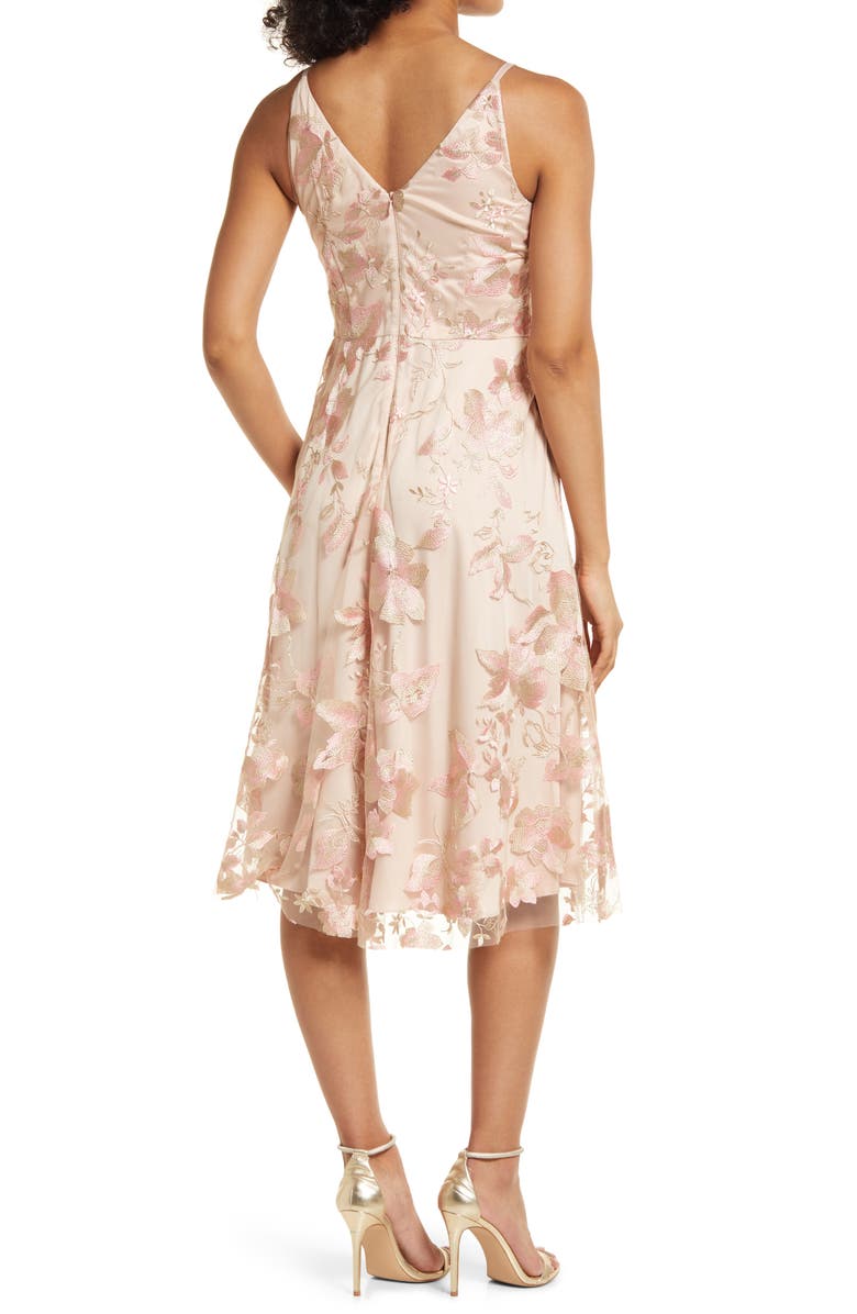 Vince Camuto Floral Emboridered Mesh Midi Dress | Nordstromrack