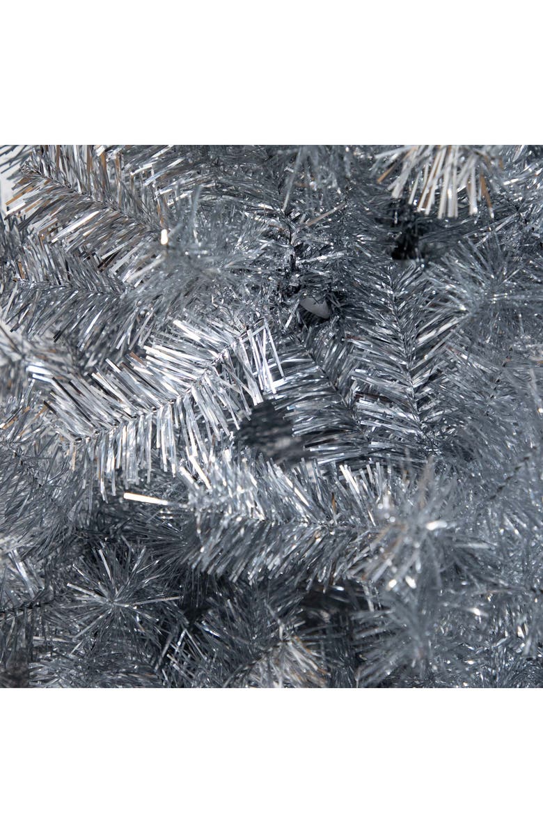 NEARLY NATURAL 5-Foot Artificial Silver Tinsel Holiday Santa's Hat Tree ...