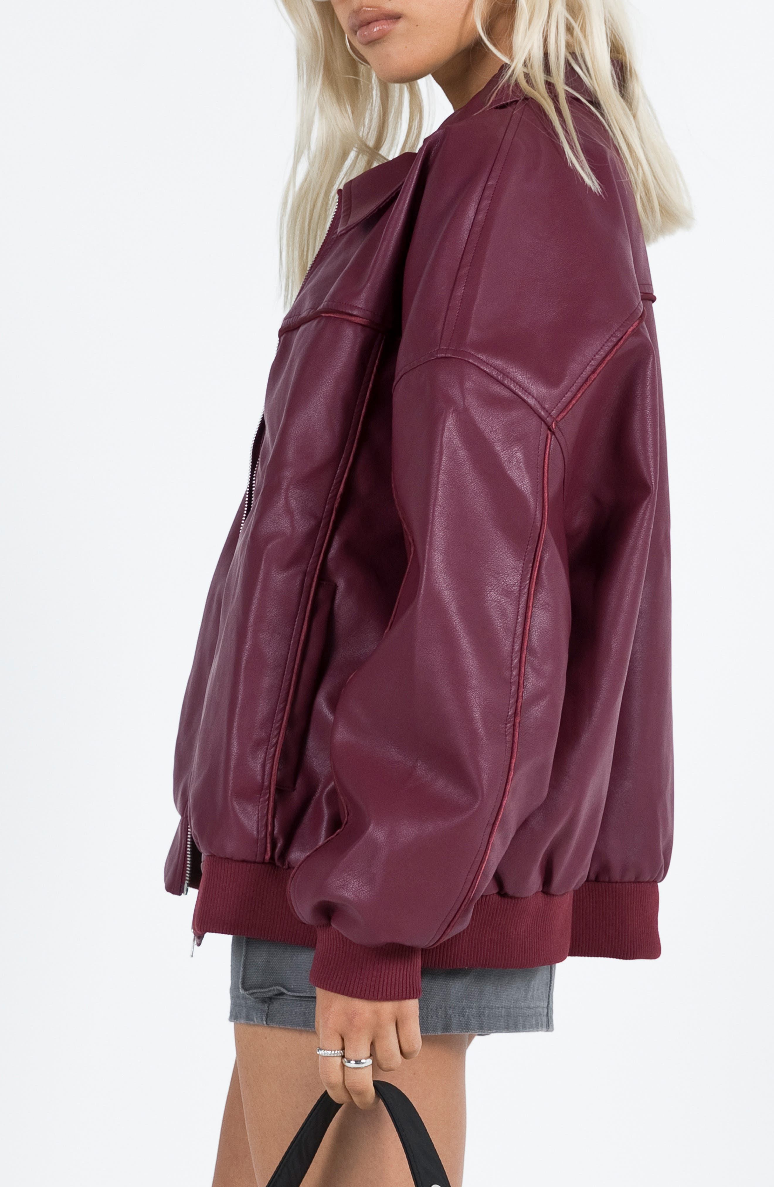 Princess Polly Goldsmith Oversize Faux Leather Bomber Jacket | Nordstrom