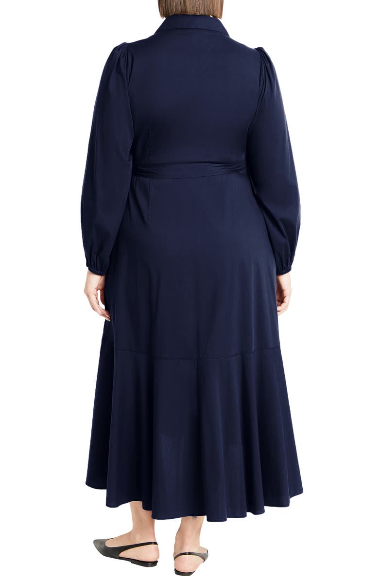 City Chic Selena Long Sleeve Cotton Blend Wrap Dress | Nordstromrack