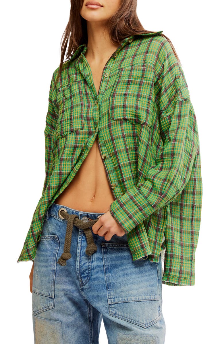 Free People Cardiff Plaid Texture Shirt | Nordstromrack