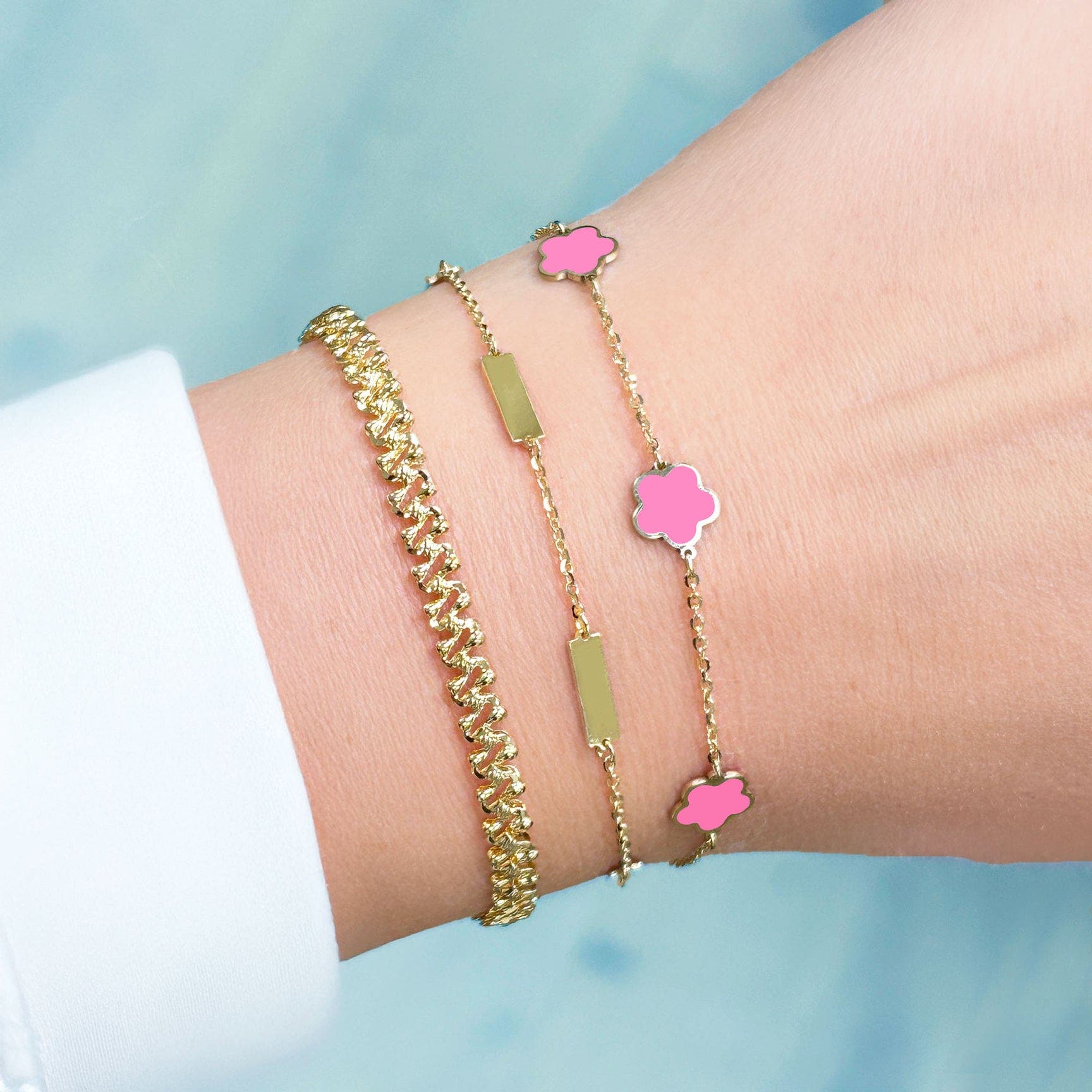 The Lovery Fine Jewelry Bubblegum Pink Flower Bracelet | Nordstrom