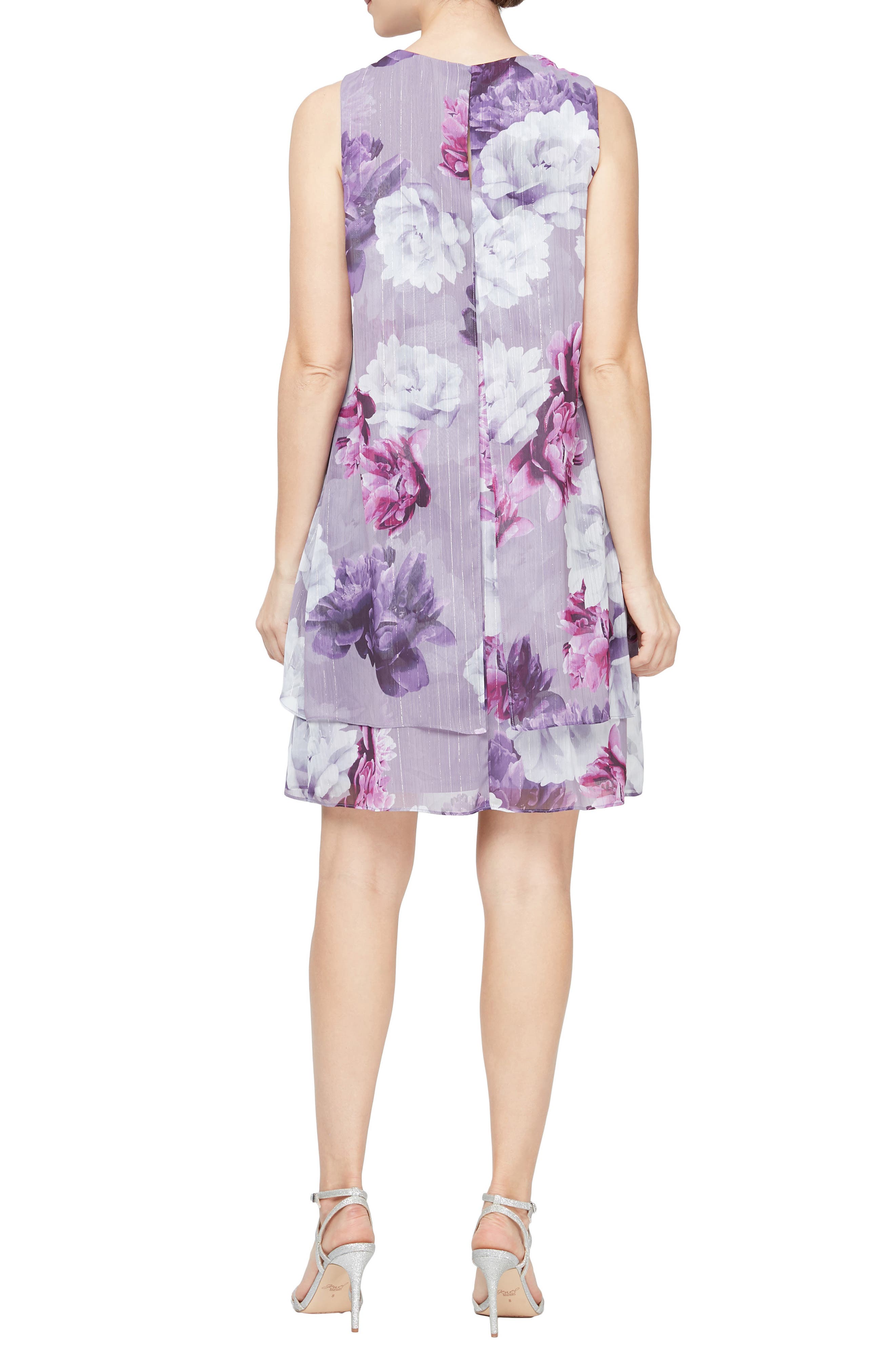 SL FASHIONS Floral Sleeveless Overlay Cocktail Dress | Nordstromrack