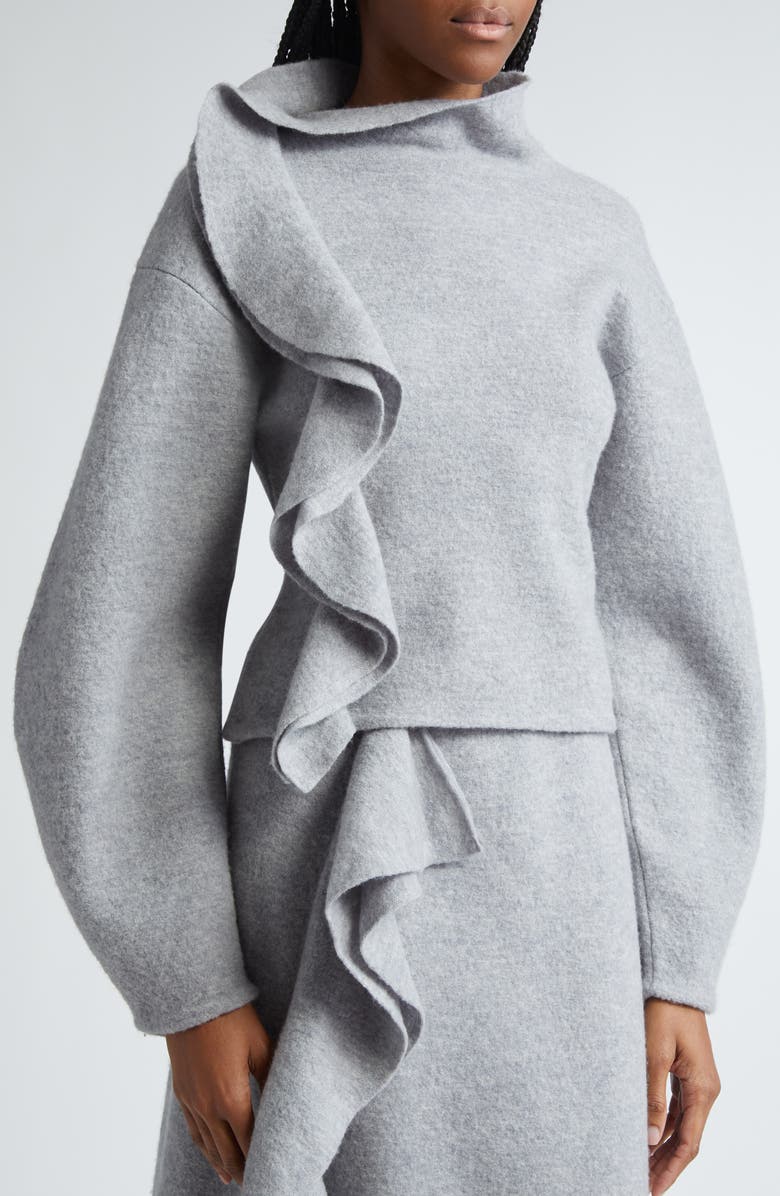 Ulla Johnson Corinna Ruffle Funnel Neck Wool Sweater | Nordstromrack