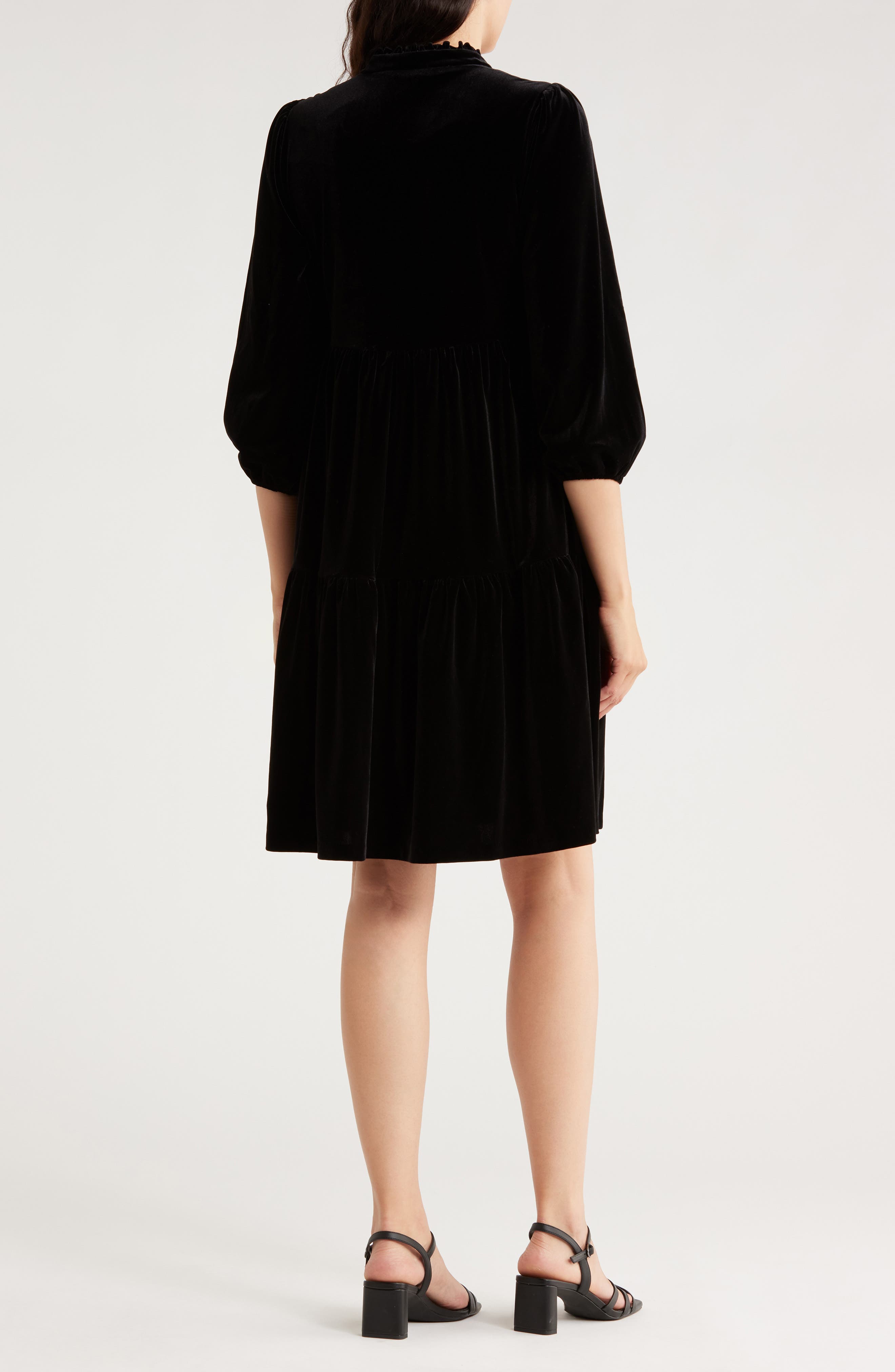 Vince Camuto Puff Sleeve Tiered Velvet Dress | Nordstromrack