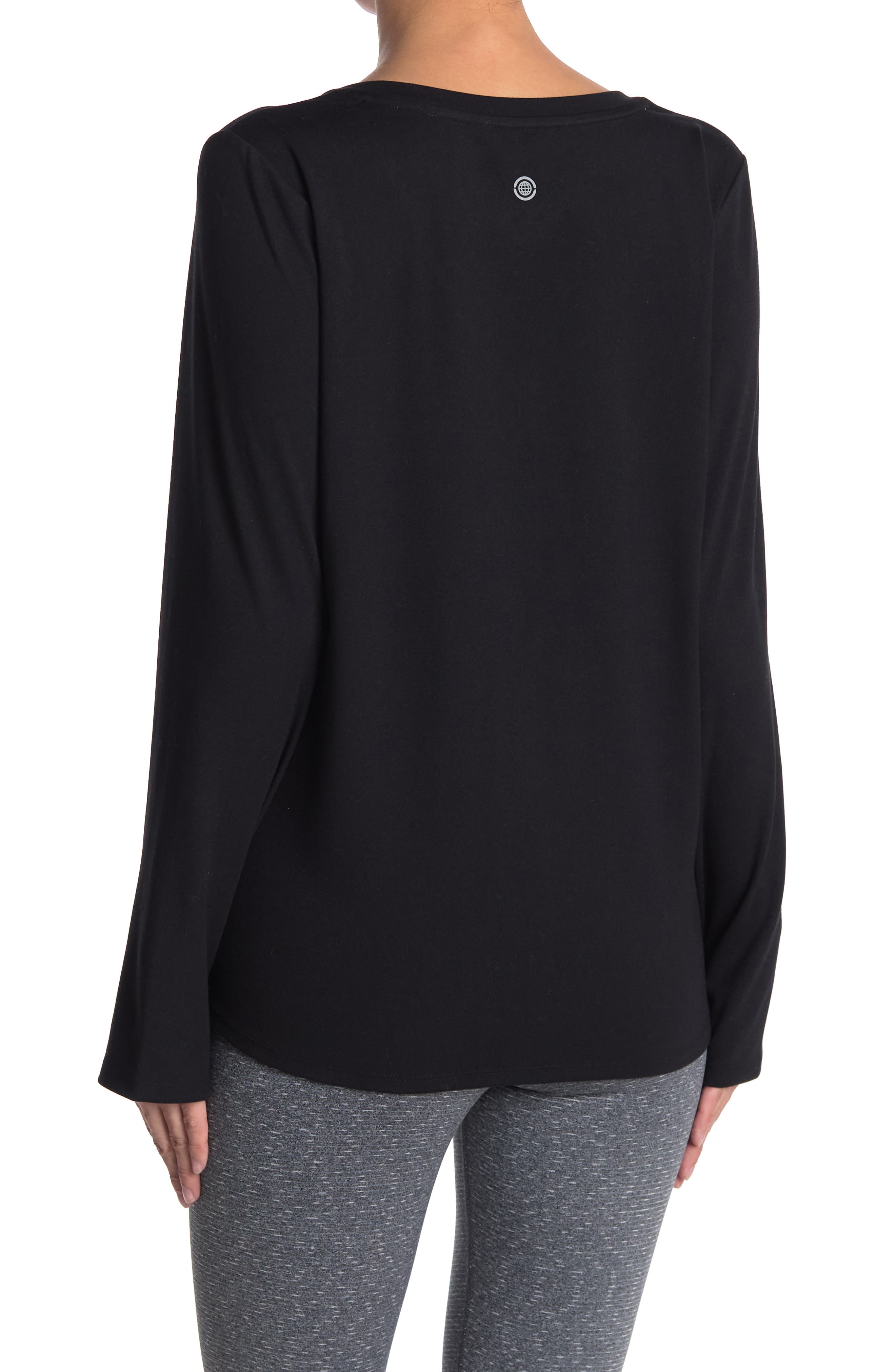 MAX STUDIO Arizona Tie Front Long Sleeve V-Neck Tee | Nordstromrack