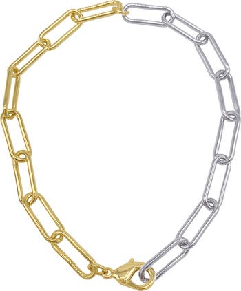 Adornia Two-Tone Plated Paper Clip Chain Anklet | Nordstromrack