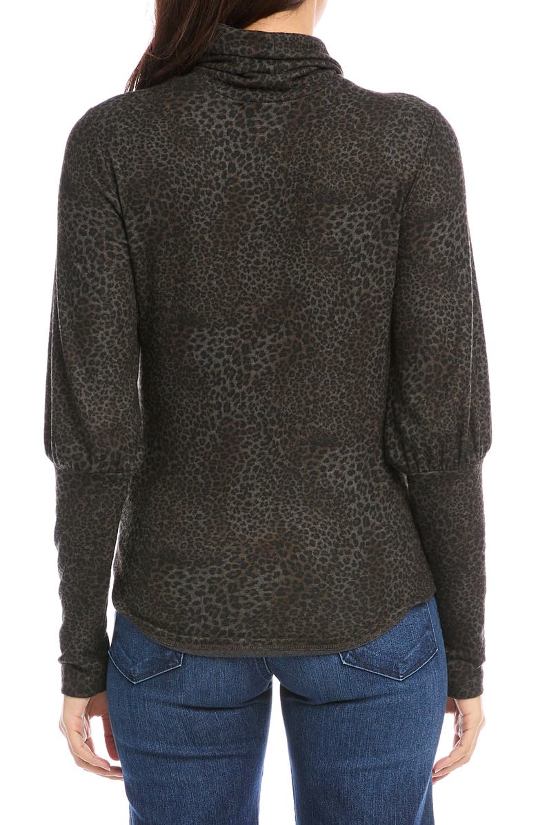 FIFTEEN TWENTY Cheetah Print Juliet Sleeve Turtleneck Top | Nordstrom