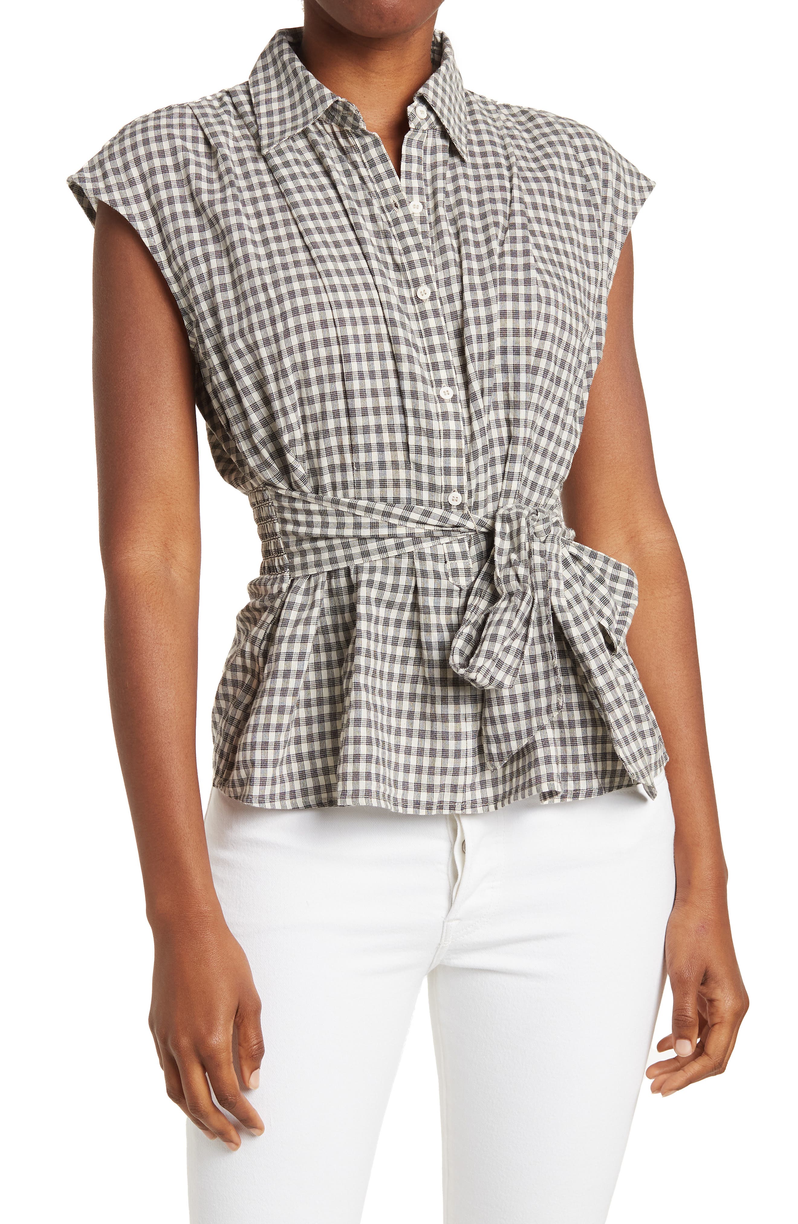 MAX STUDIO Tie Front Cap Sleeve Top | Nordstromrack