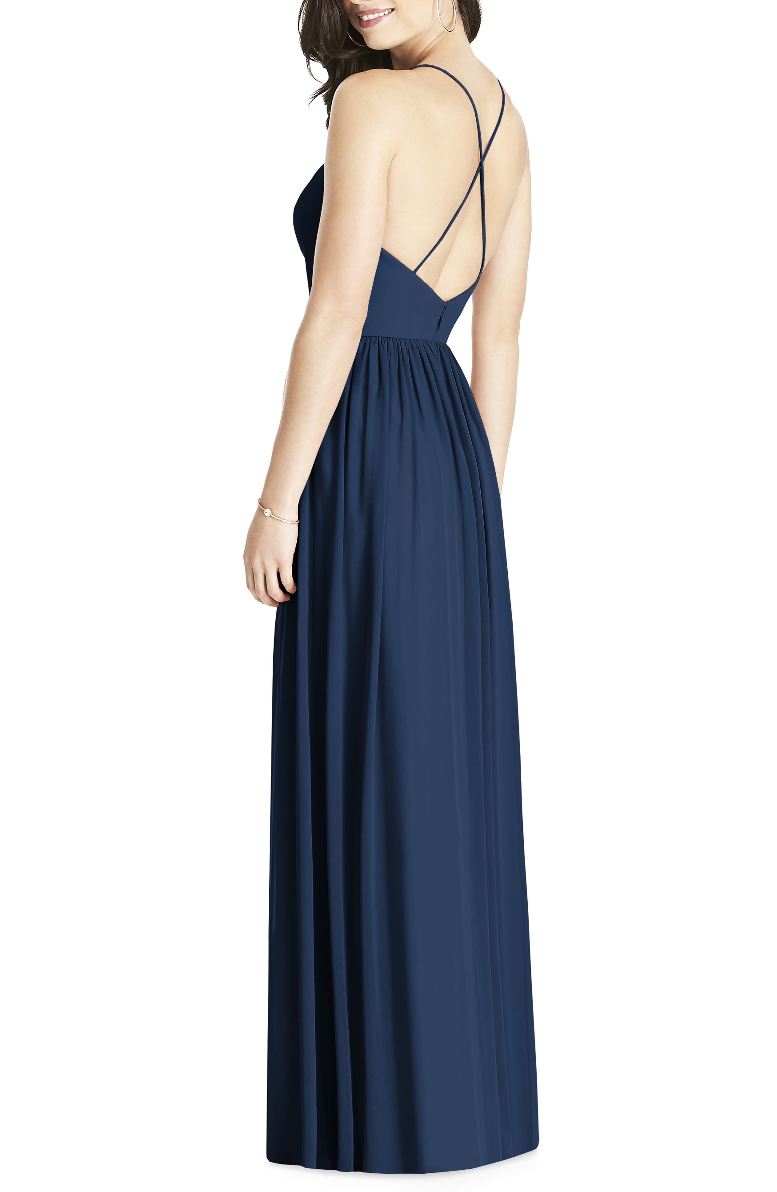 Dessy Collection Spaghetti Strap Chiffon A-Line Gown | Nordstrom