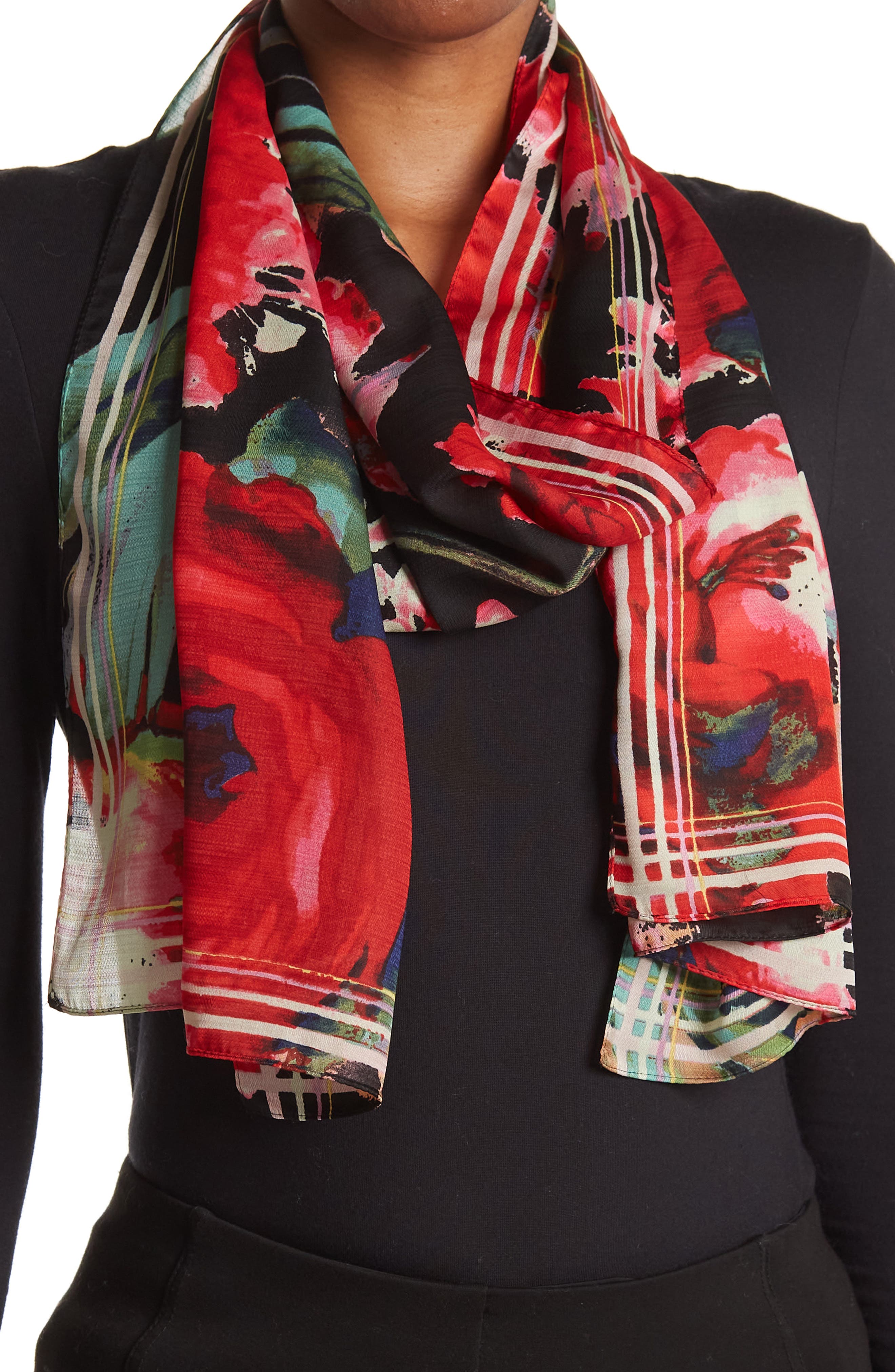 Vince Camuto Watercolor Rose Oblong Scarf | Nordstromrack