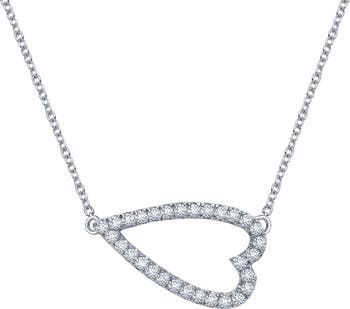 Lafonn Platinum Plated Sterling Silver Simulated Diamond Open Sideways ...