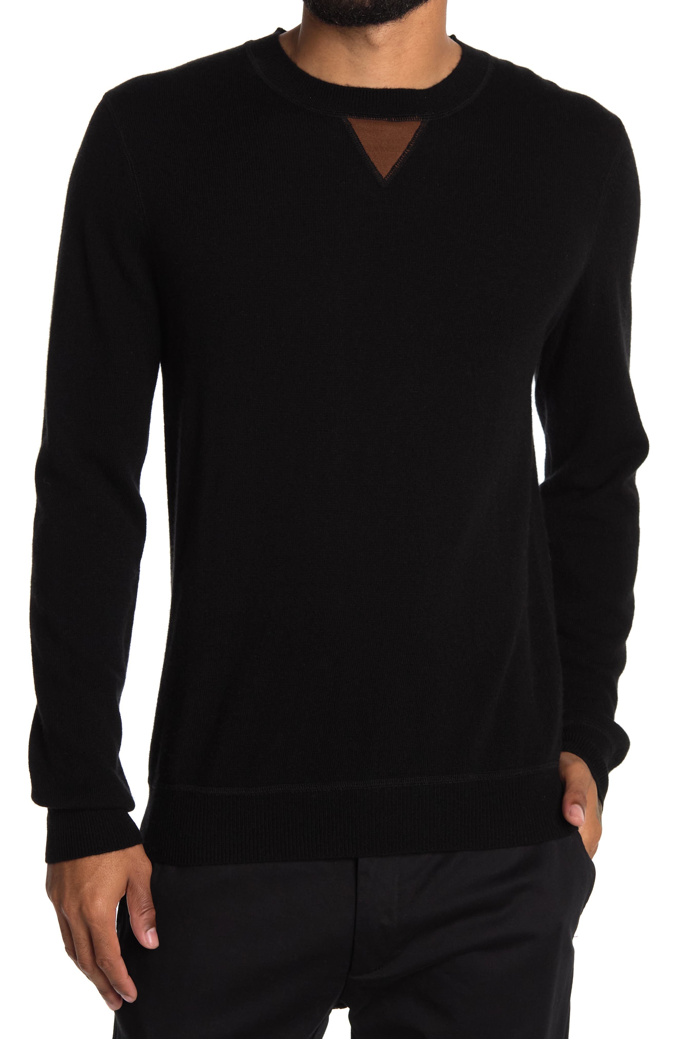 KIER & J KIER AND J Suede Inset Crew Neck Wool Blend Sweater ...