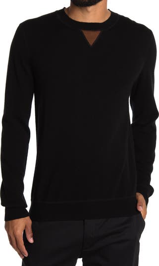 KIER & J KIER AND J Suede Inset Crew Neck Wool Blend Sweater ...