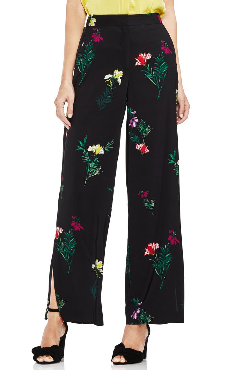Vince Camuto Tropical Garden Bouquet Side Slit Wide Leg Pants ...